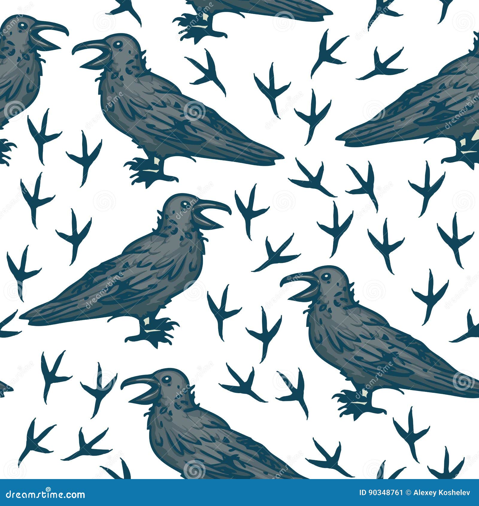 Seamless Pattern with Black Crows Stock Vector - Illustration of vector ...