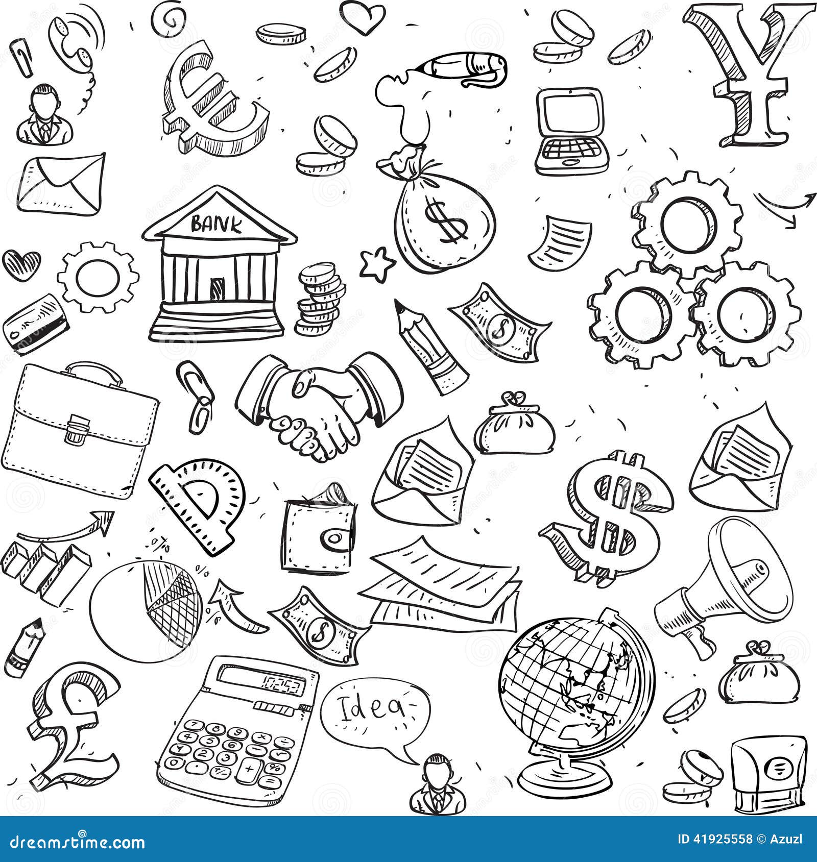 Seamless Pattern of Black Doodles on Business Theme 3 Stock Vector ...