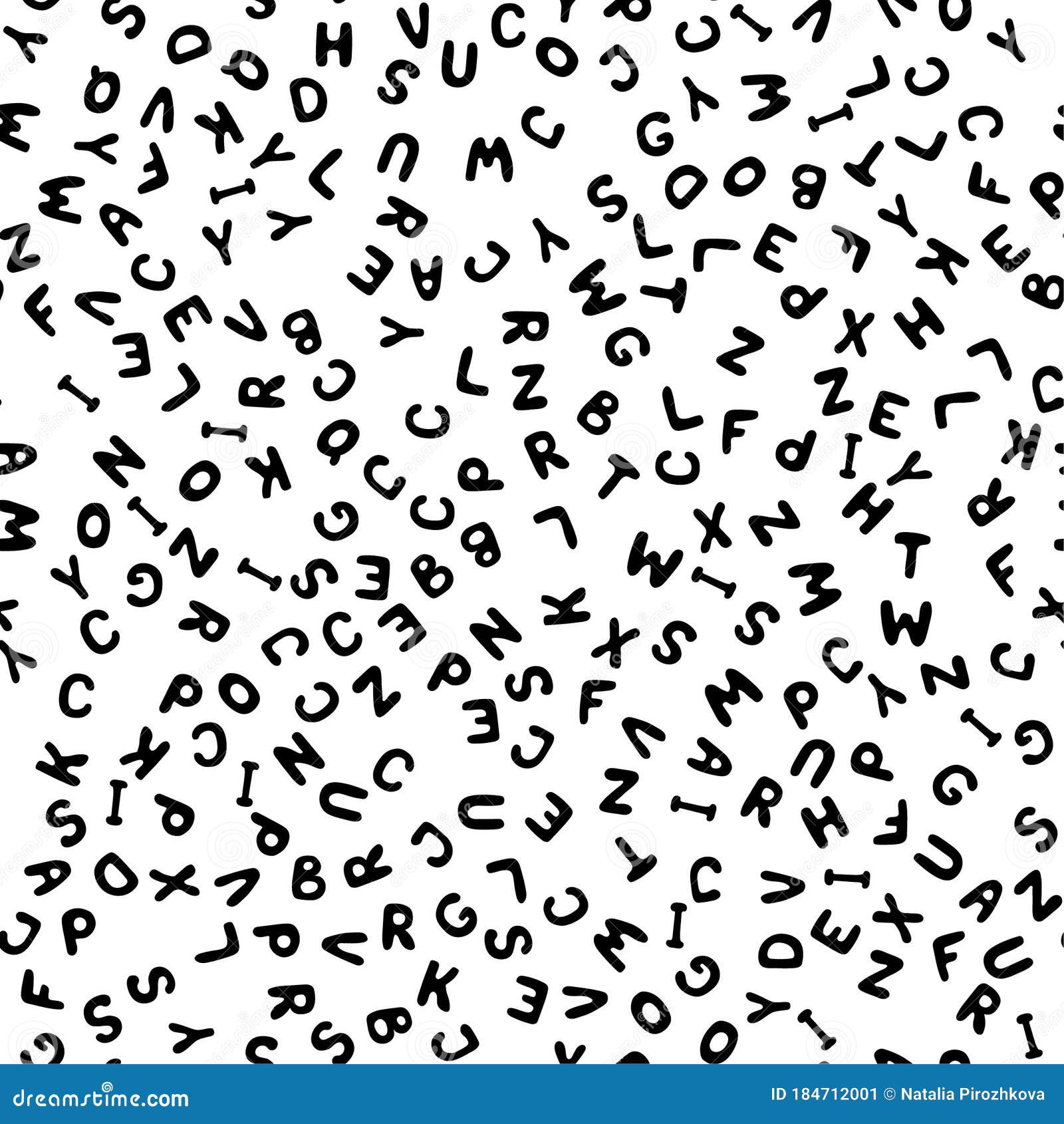 Seamless Pattern of Black English Letters on White Background Stock ...
