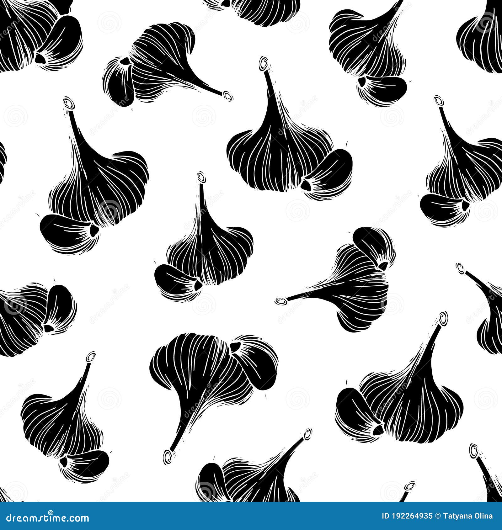 Seamless Pattern of Black Garlic.Garlic Pattern Stock Vector ...