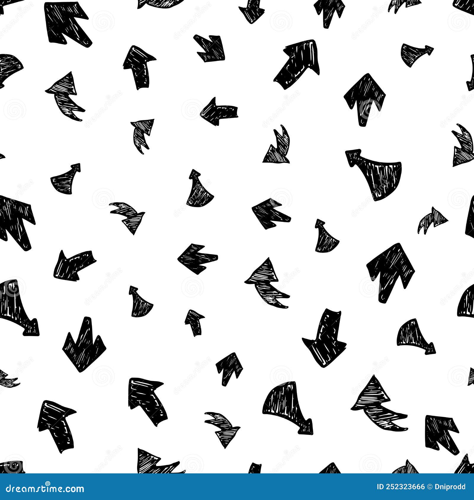 Seamless Pattern with Black Hand Drawn Arrows Stock Vector ...