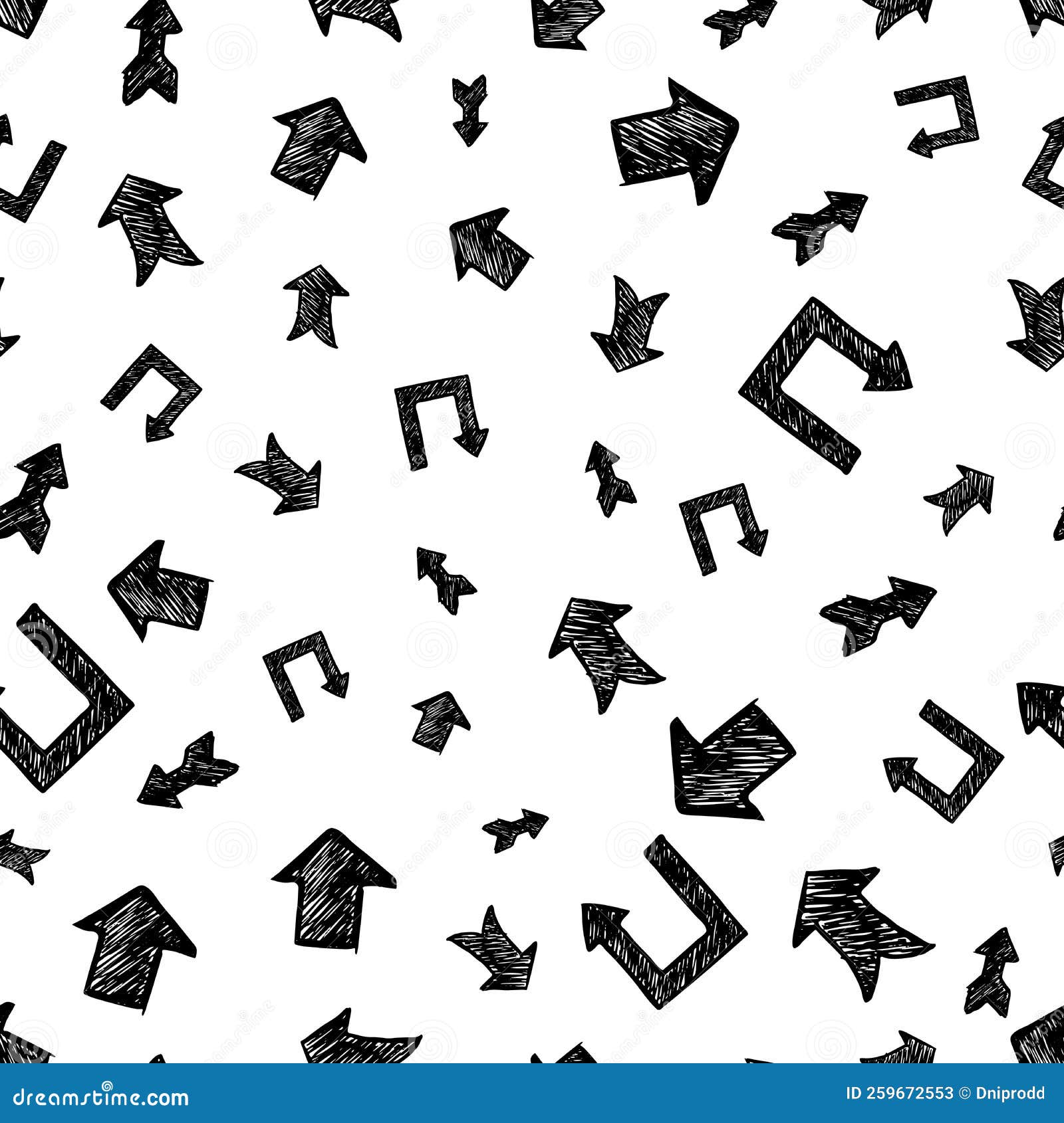 Seamless Pattern with Black Hand Drawn Arrows Stock Vector ...
