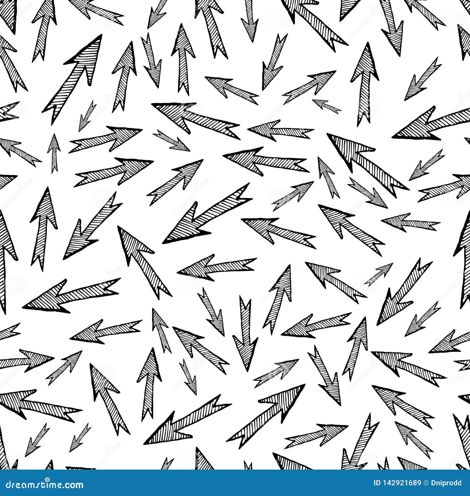 Seamless Pattern with Black Hand Drawn Arrows Stock Vector ...