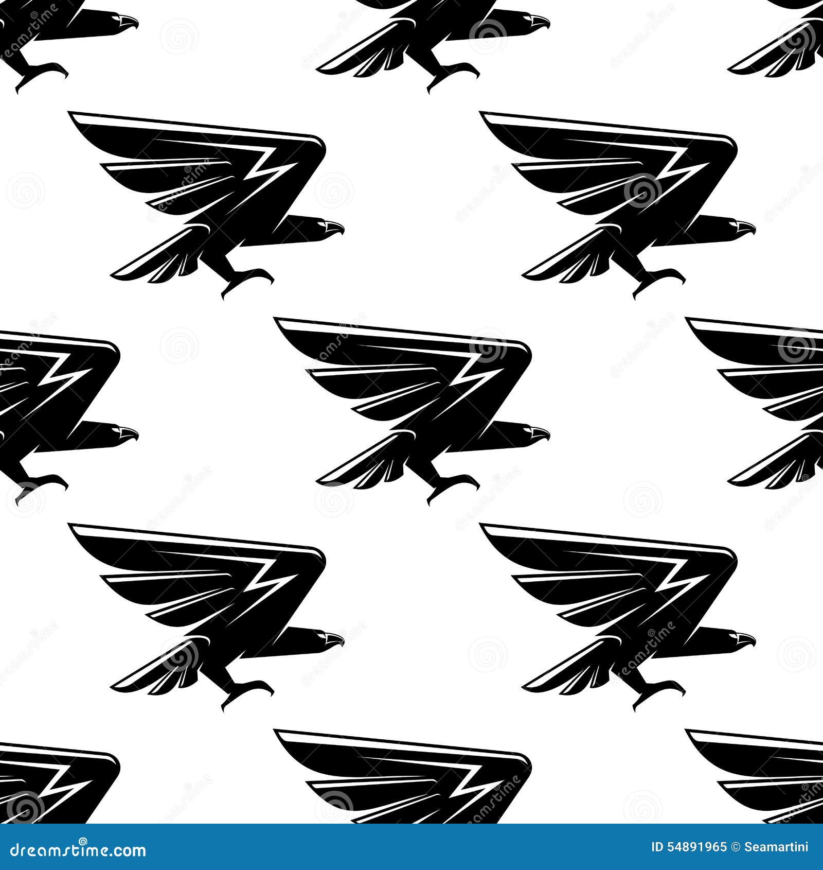 Seamless Pattern with Black Hawks Birds Stock Vector - Illustration of ...