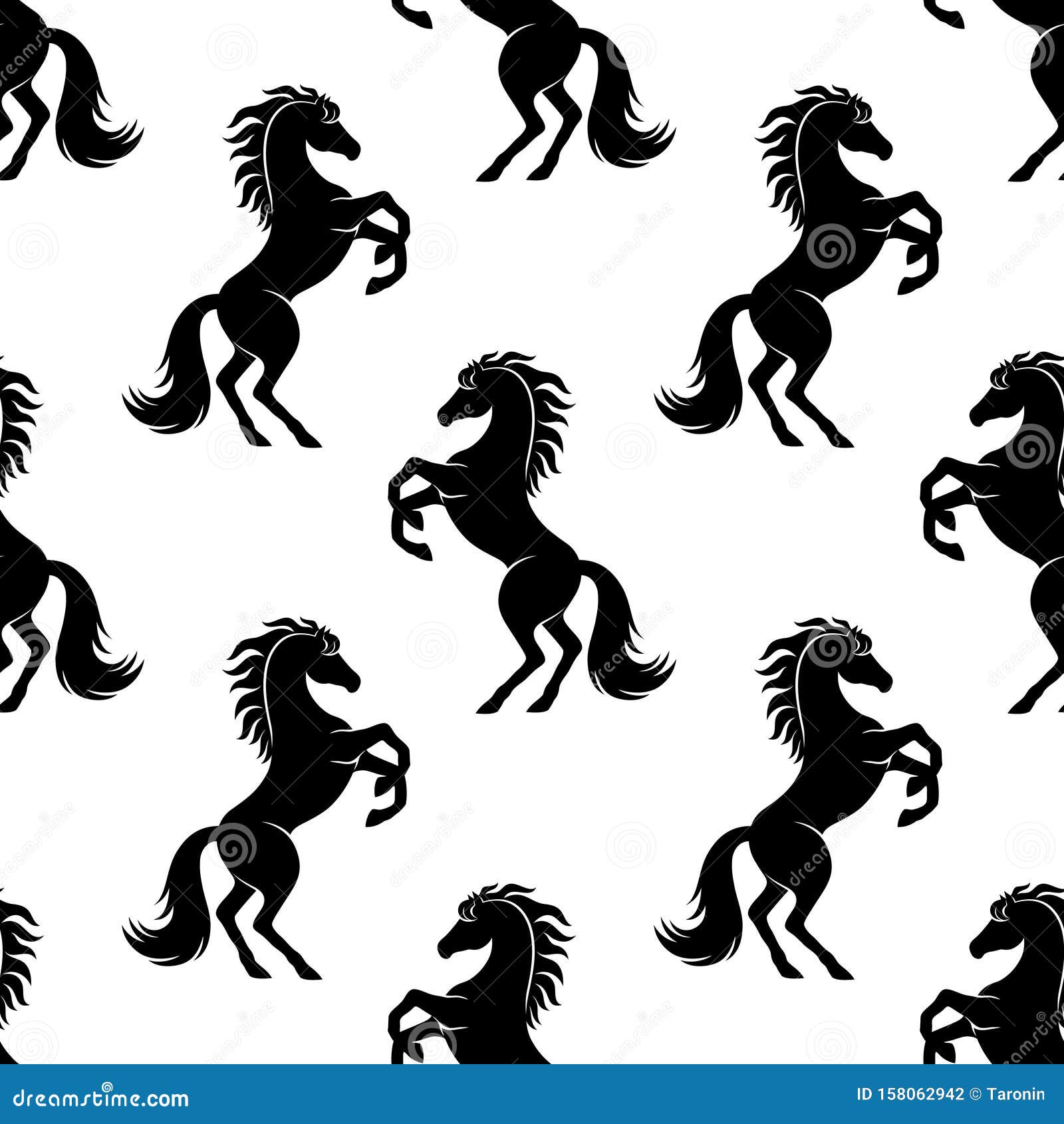 Seamless Pattern with Black Horses. Stock Vector - Illustration of ...