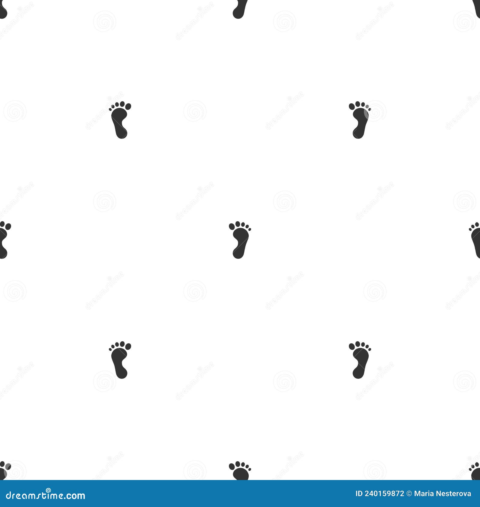 Seamless Pattern with Black Human Feet and Foot Step. Bare Footprints ...
