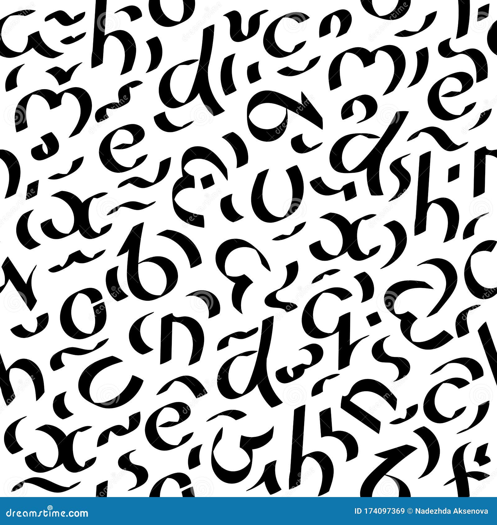 Seamless Pattern of Black Letters. Doodles Hand-drawing. Letters on ...