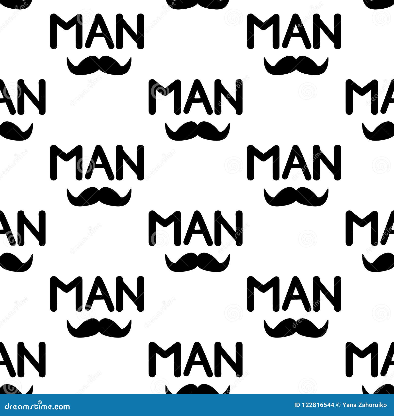 Seamless Pattern with Black Mustache and Word Man Stock Vector ...