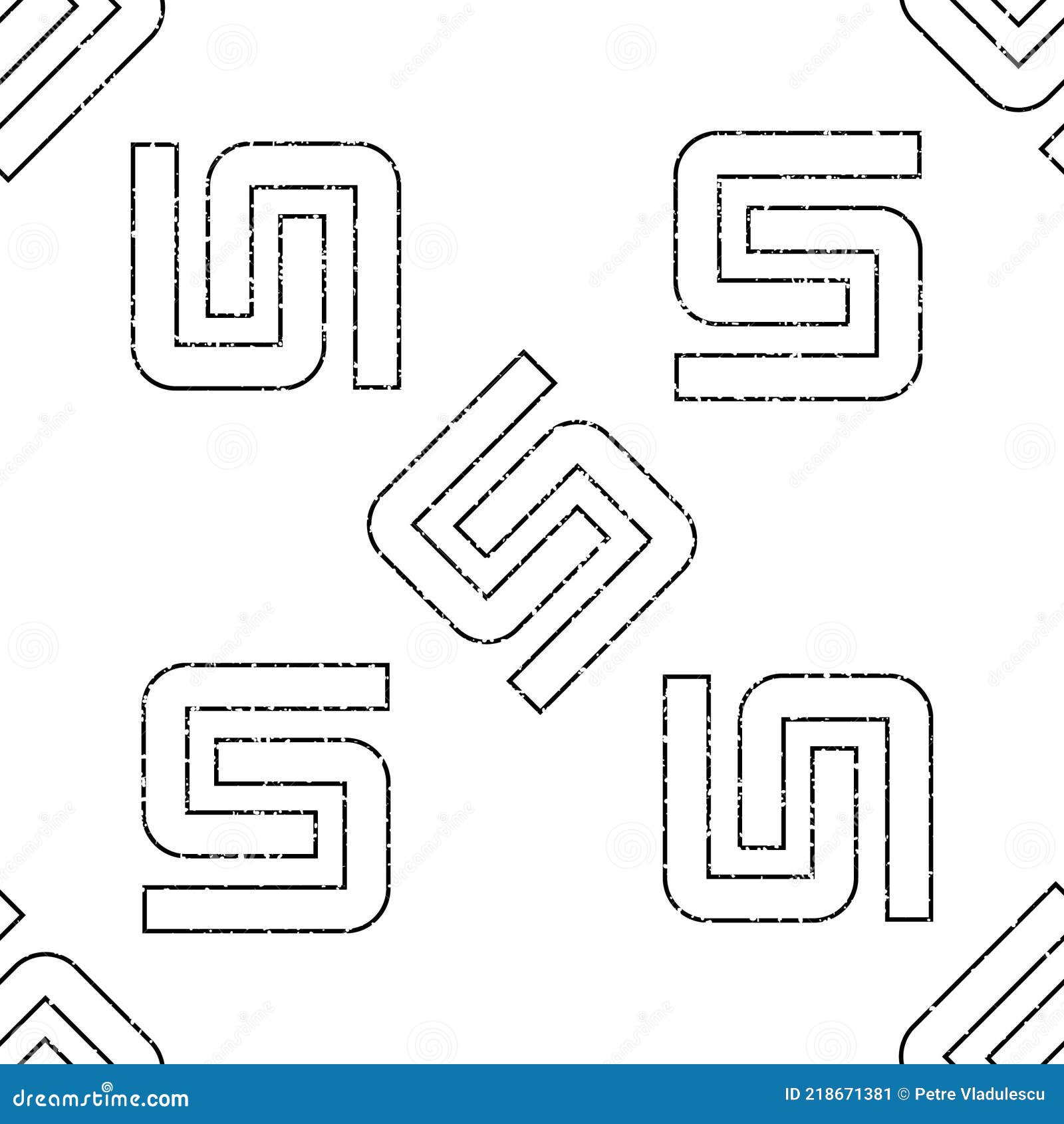 Seamless Pattern with Black Outline S Letter Texture 9 8026, Modern ...