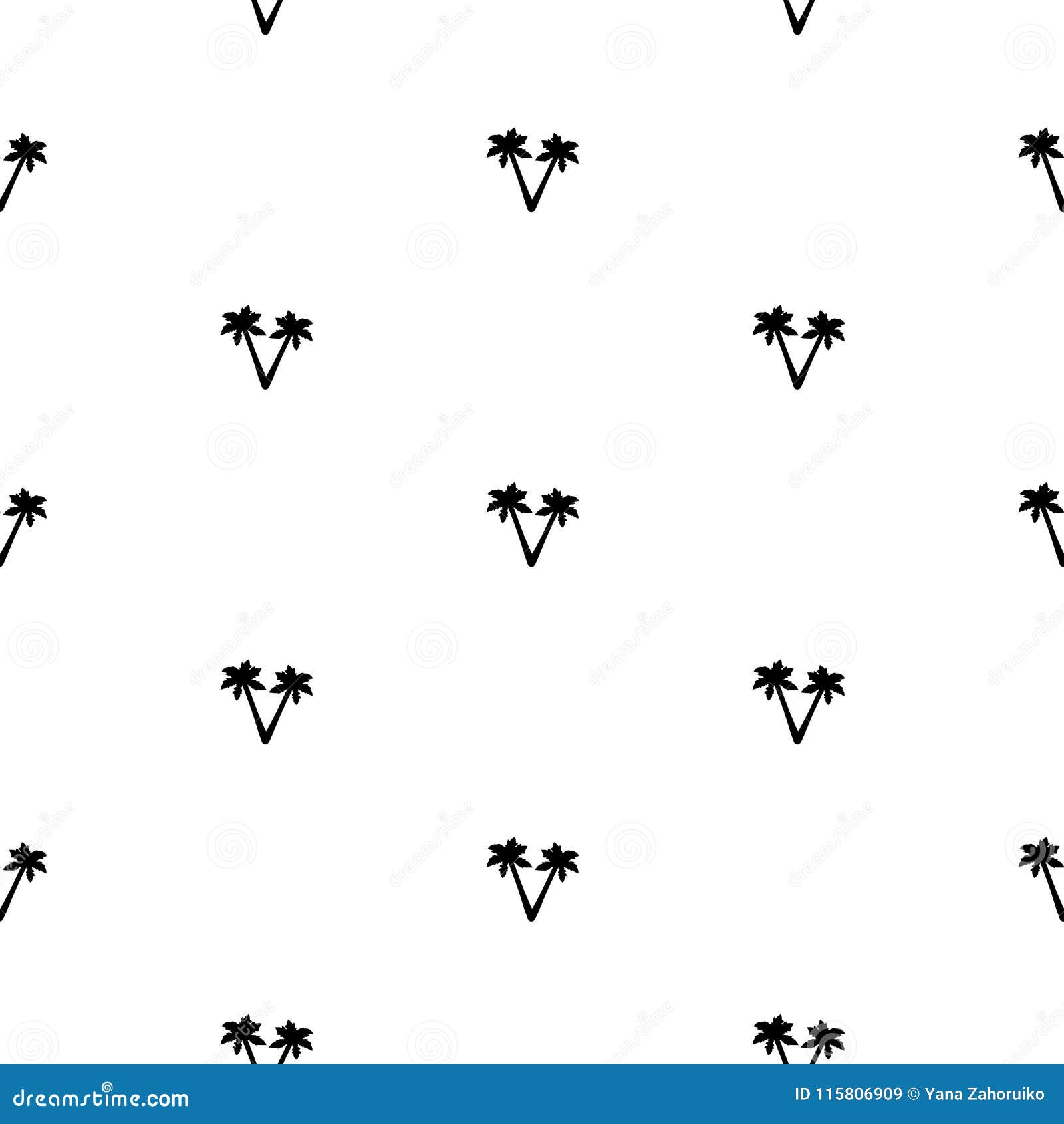 Seamless Pattern with Black Palm Trees. Stock Vector - Illustration of ...
