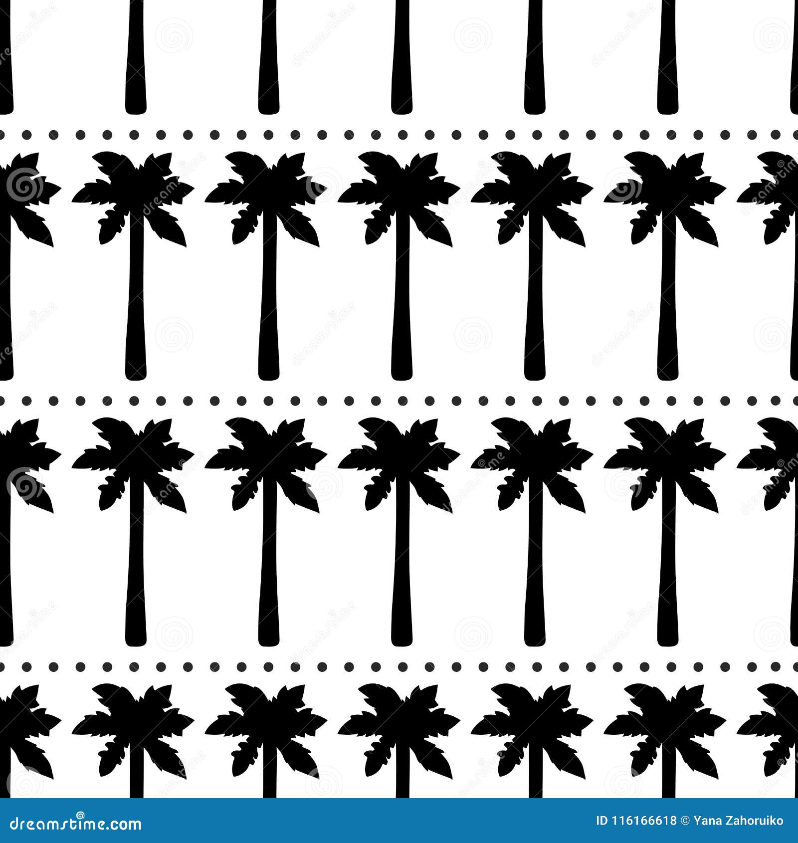 Seamless Pattern with Black Palm Trees. Stock Vector - Illustration of ...
