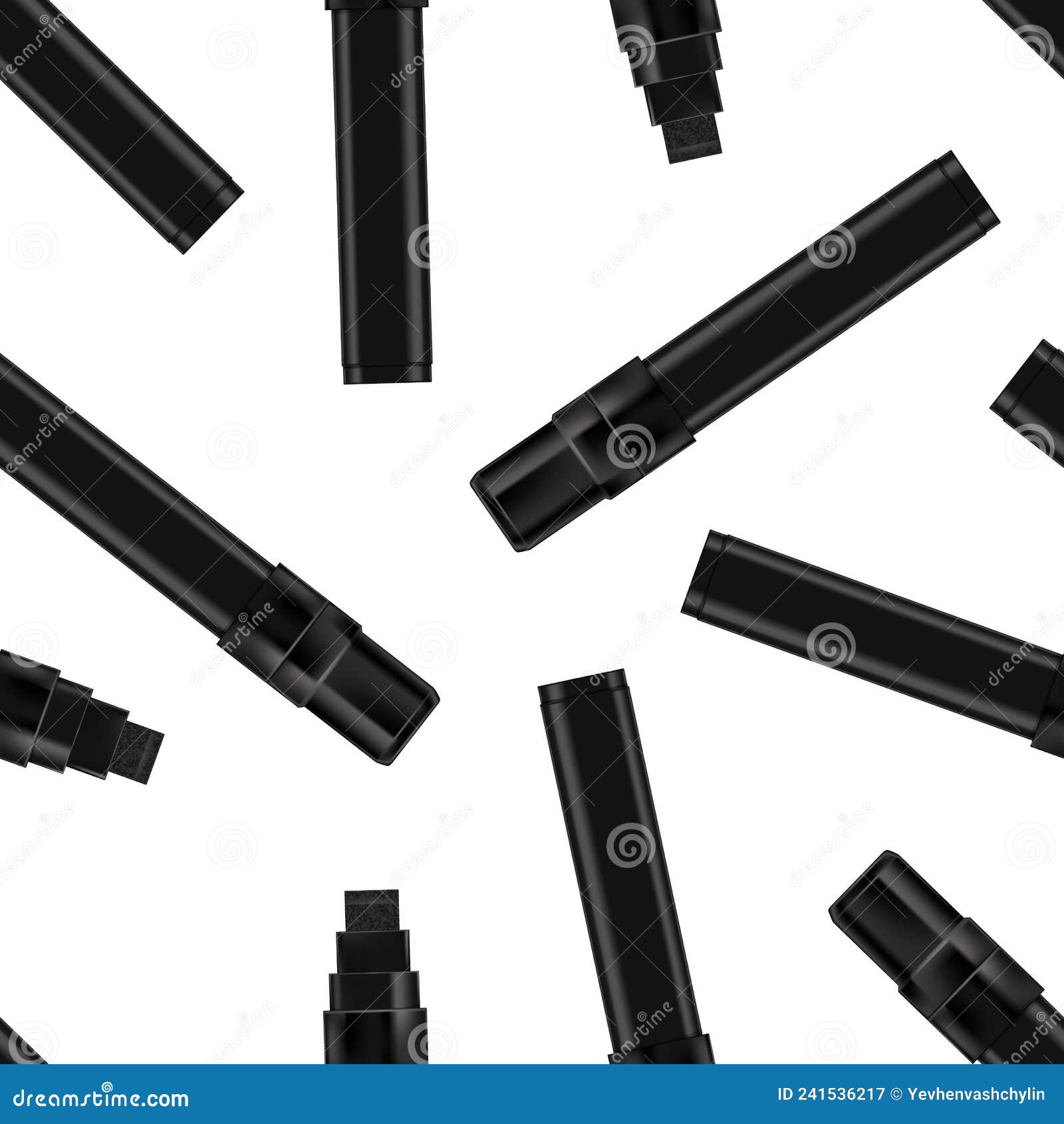 Seamless Pattern of Black Realistic Marker. Vector Illustration ...