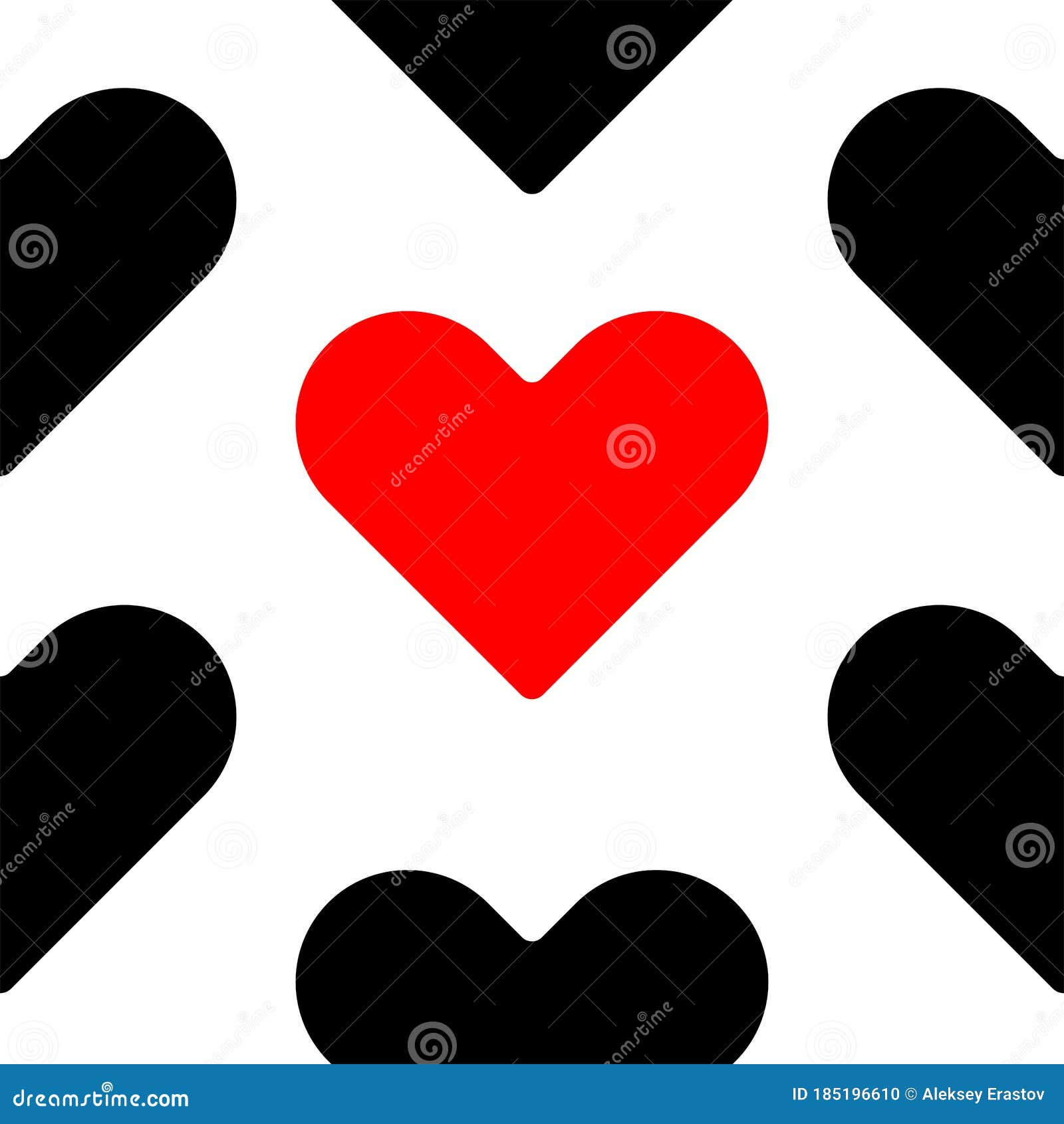 Seamless Pattern with Black and Red Hearts. Vector Illustration. Stock ...