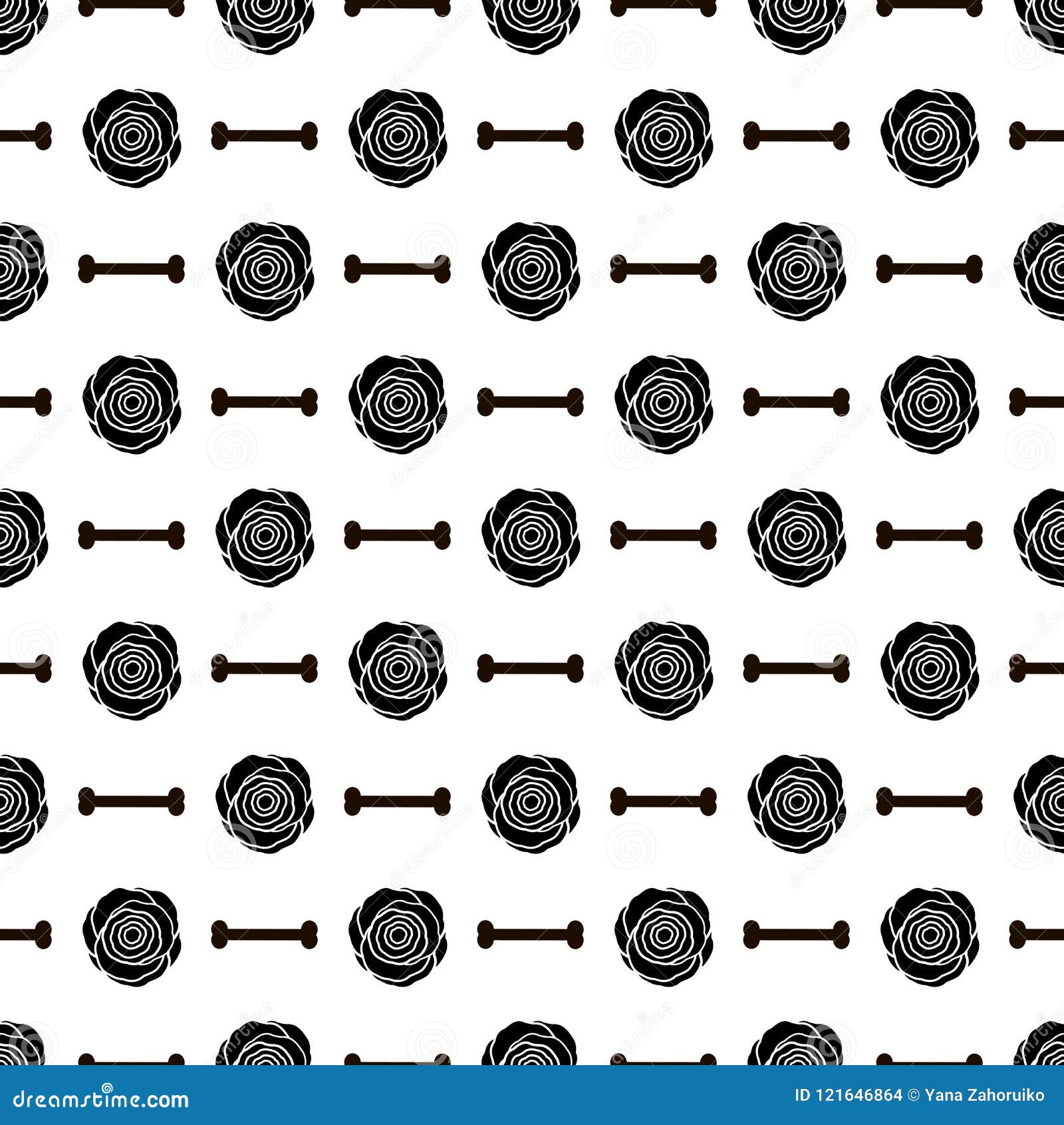 Seamless Pattern with Black Roses and Bones. Stock Vector ...