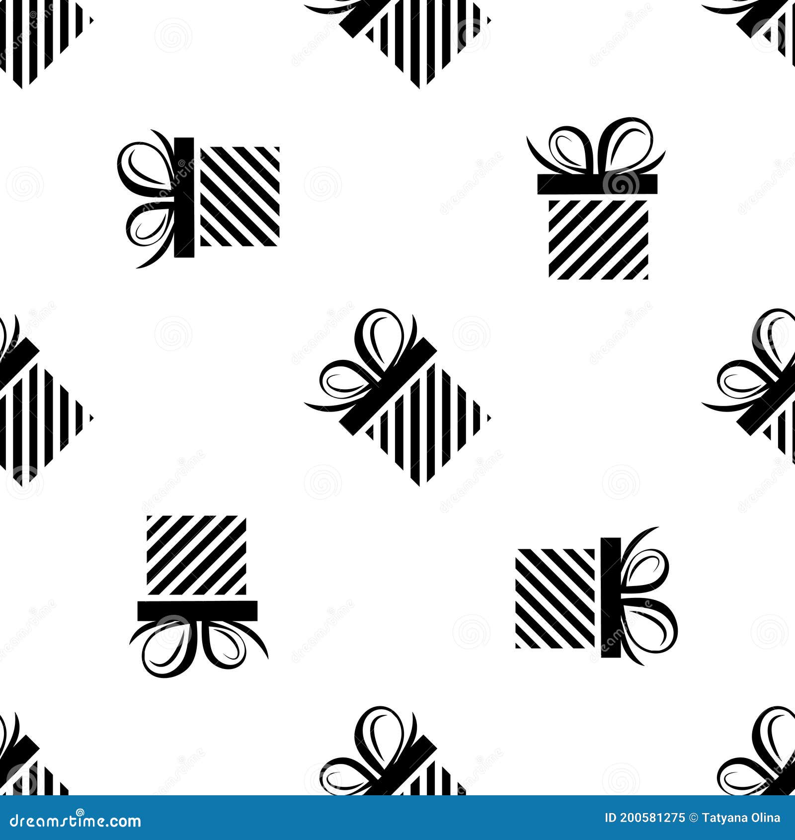 Seamless Pattern Black Silhouette Gift Box. Vector Flat Illustration ... Seamless Pattern Black Silhouette Gift Box. Vector Flat Illustration ...