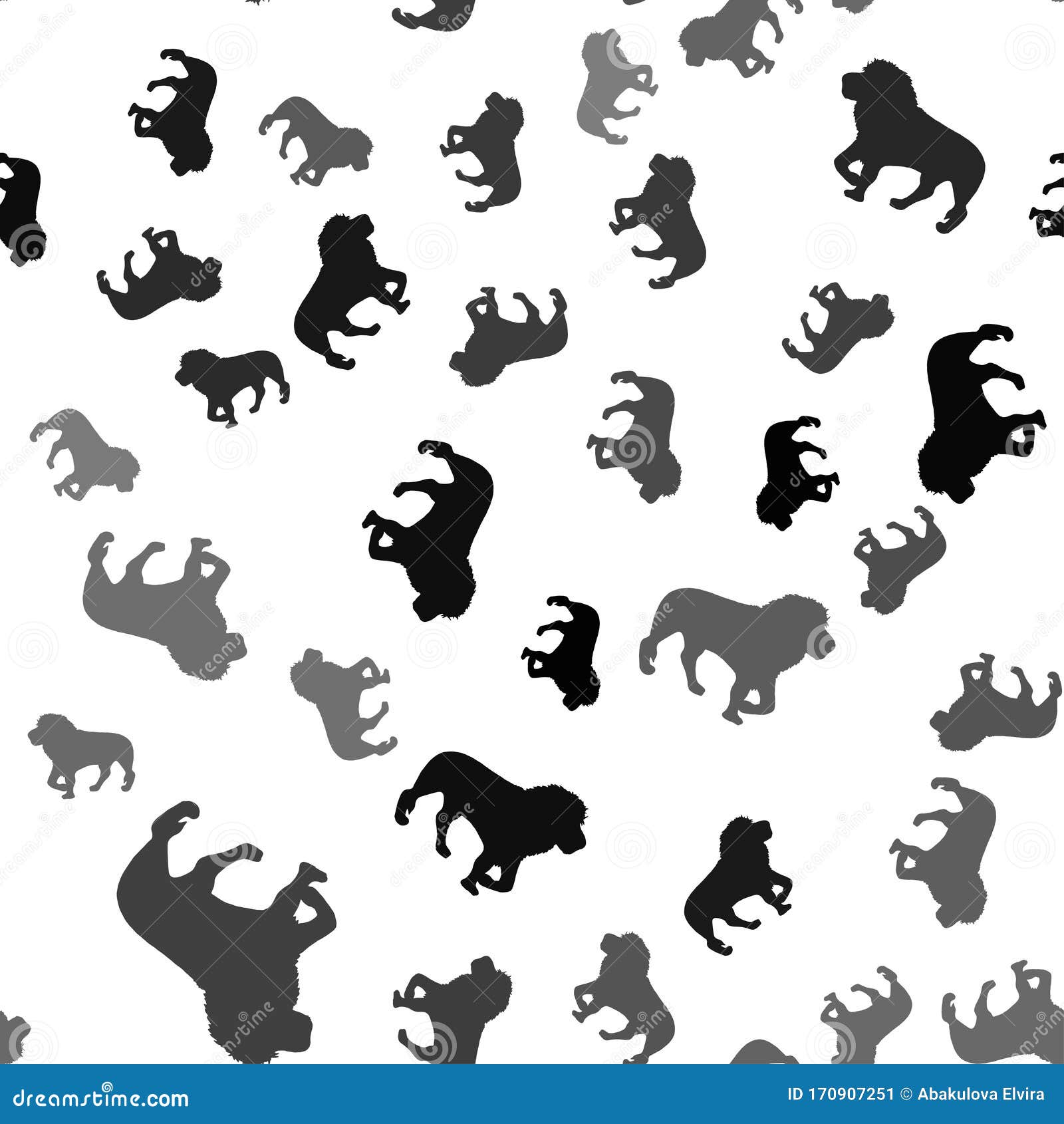 Seamless Pattern with Black Silhouette of a Lion with a Beautiful Mane ...