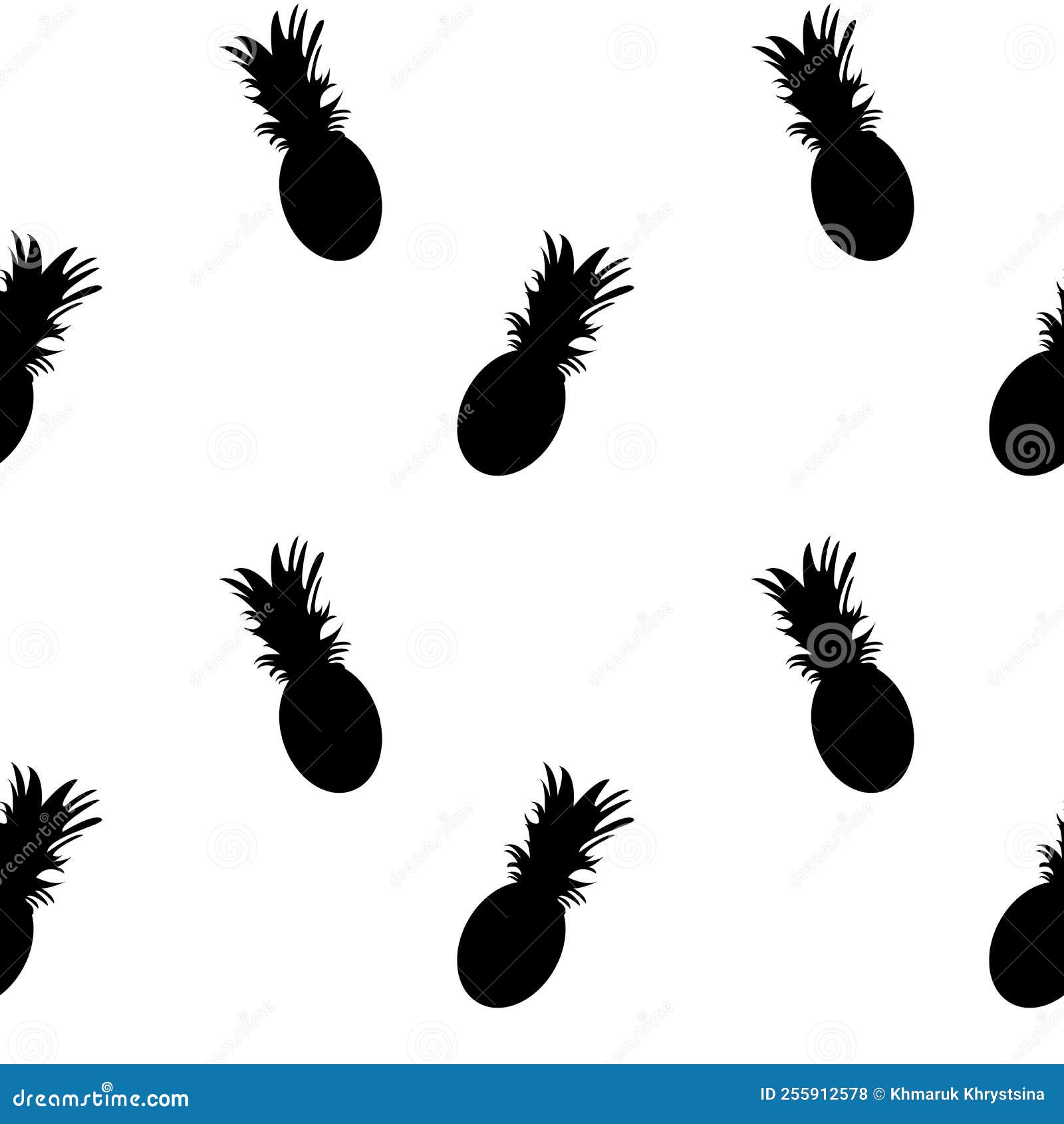 Seamless Pattern with Black Silhouette of Pineapple on a White ... Seamless Pattern with Black Silhouette of Pineapple on a White ...