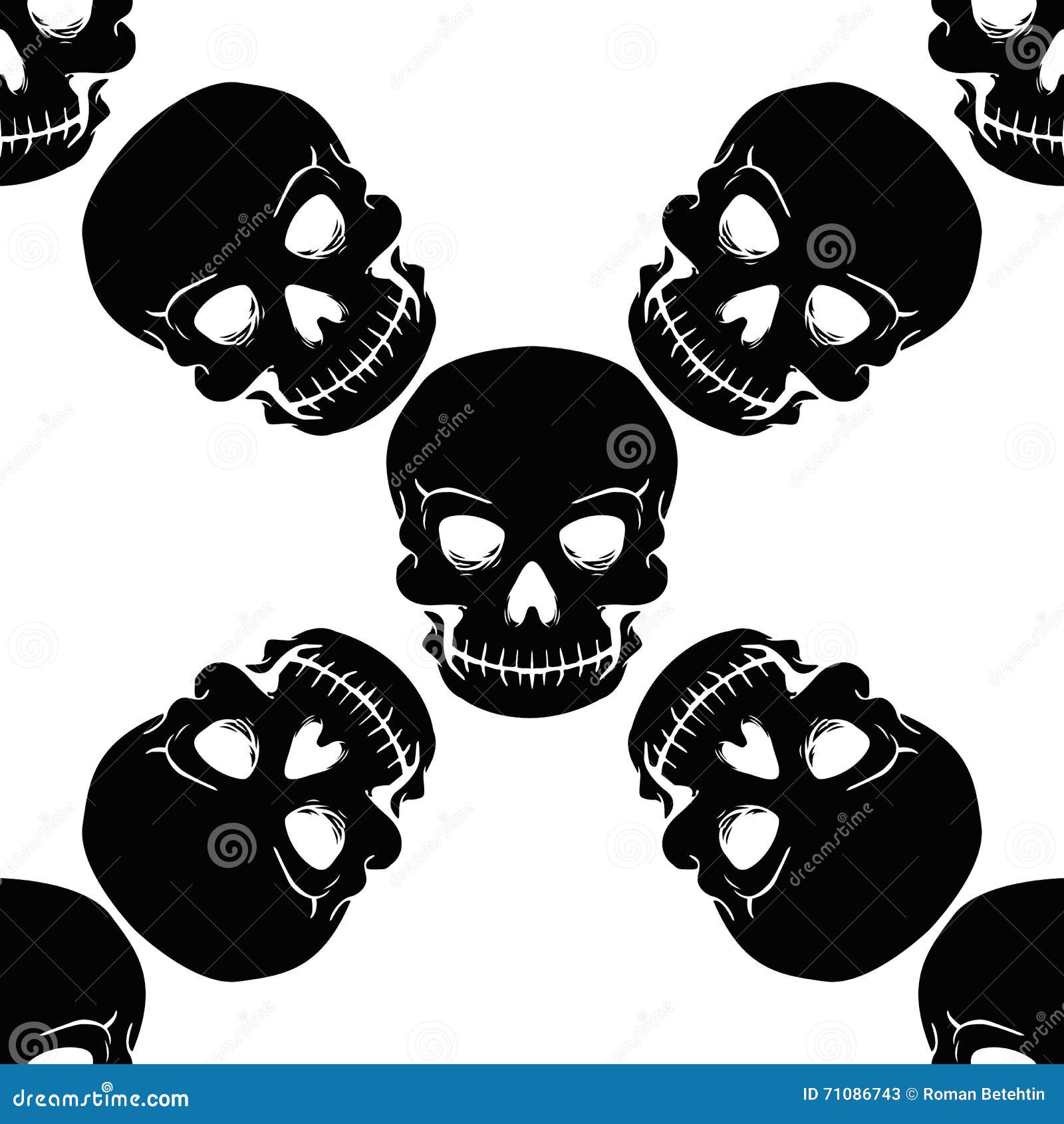 Seamless Pattern Black Skulls on a Background. Stock Vector ...
