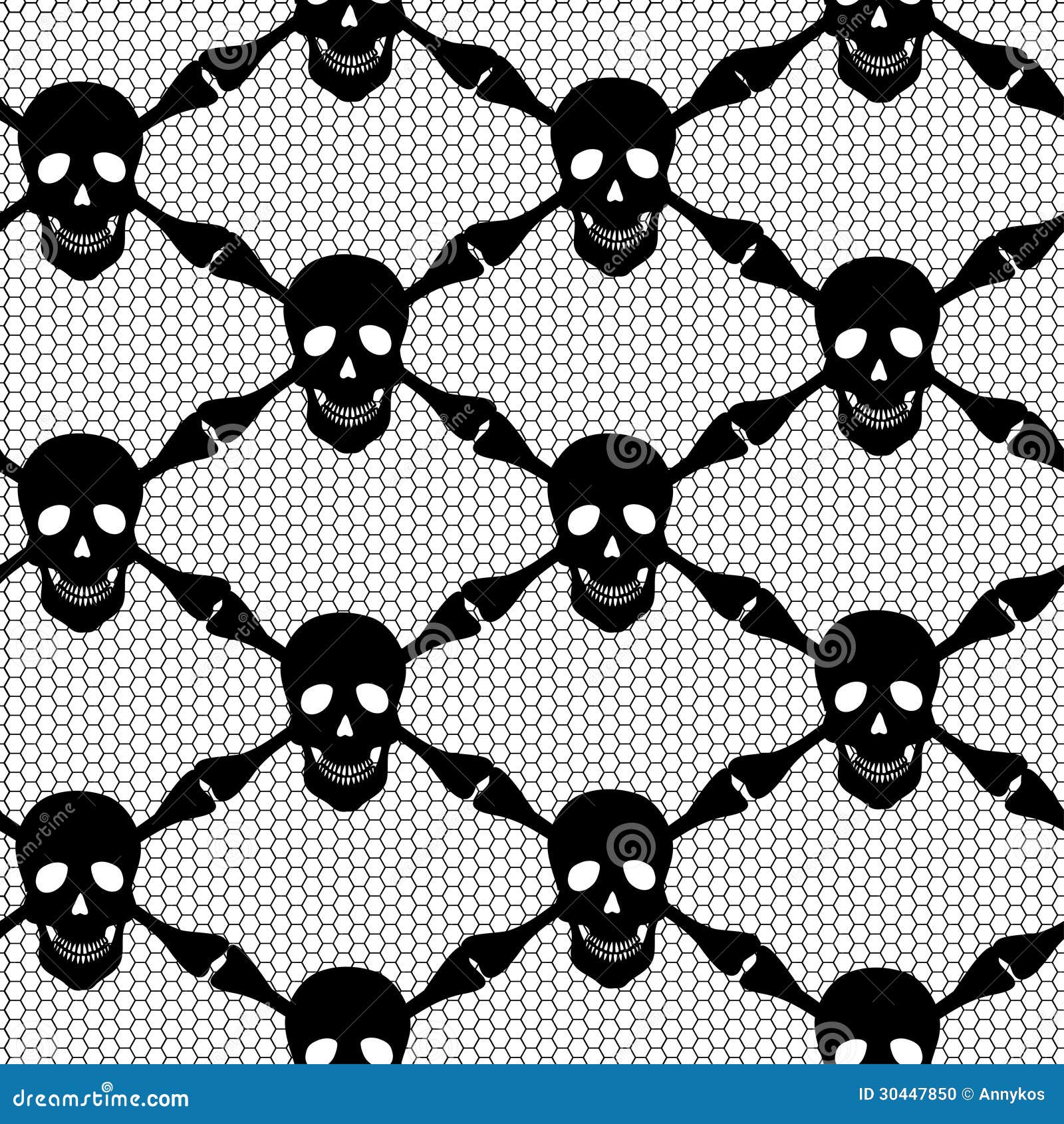 Seamless Pattern of Black Skulls Stock Vector - Illustration of ...