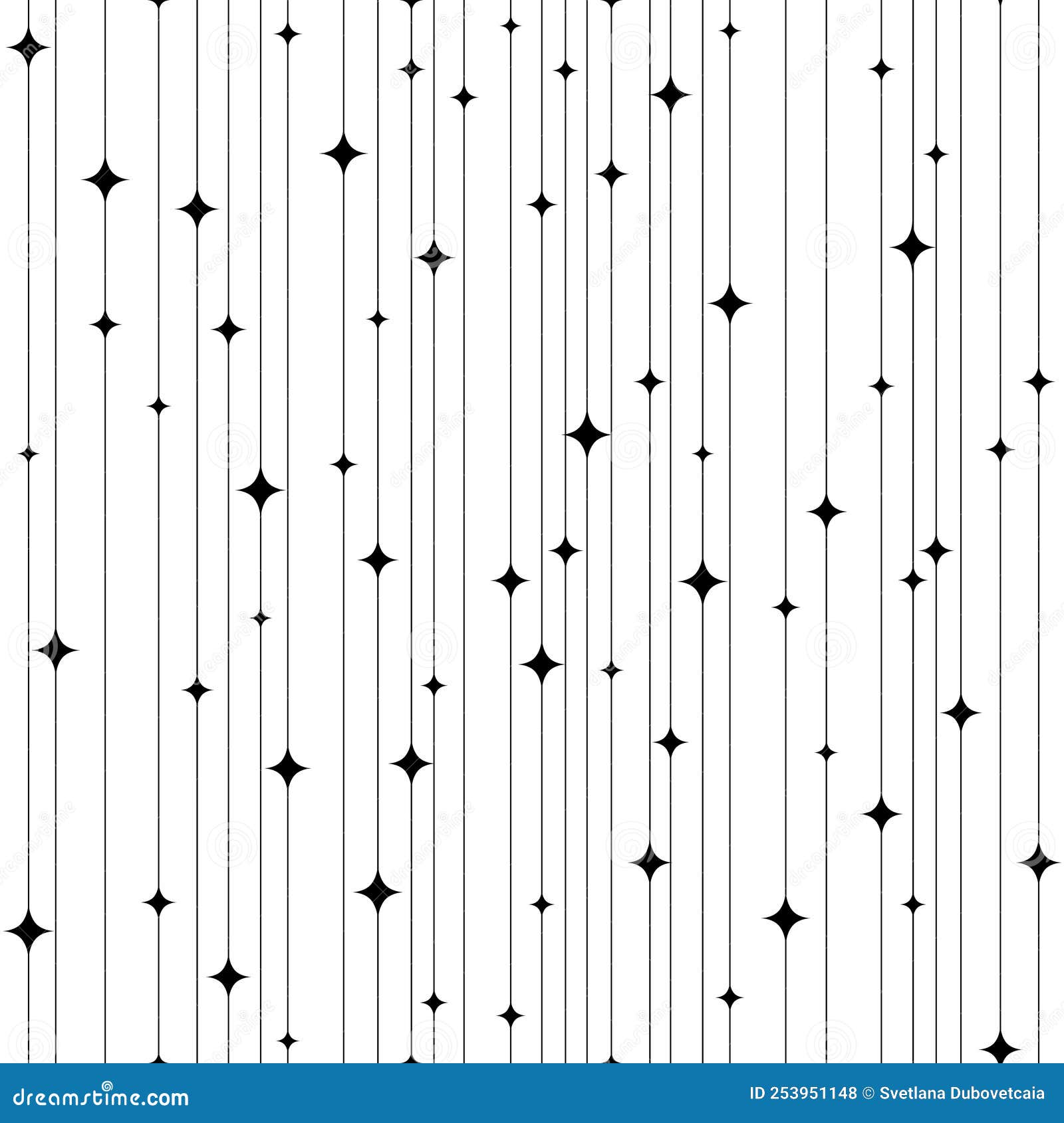 Seamless Pattern. Black Star and Line on White Background. Repeated ...