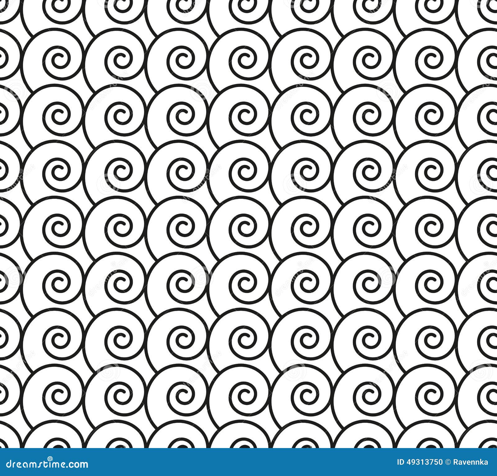 Seamless Pattern with Black Swirls (waves Stock Vector - Illustration ...