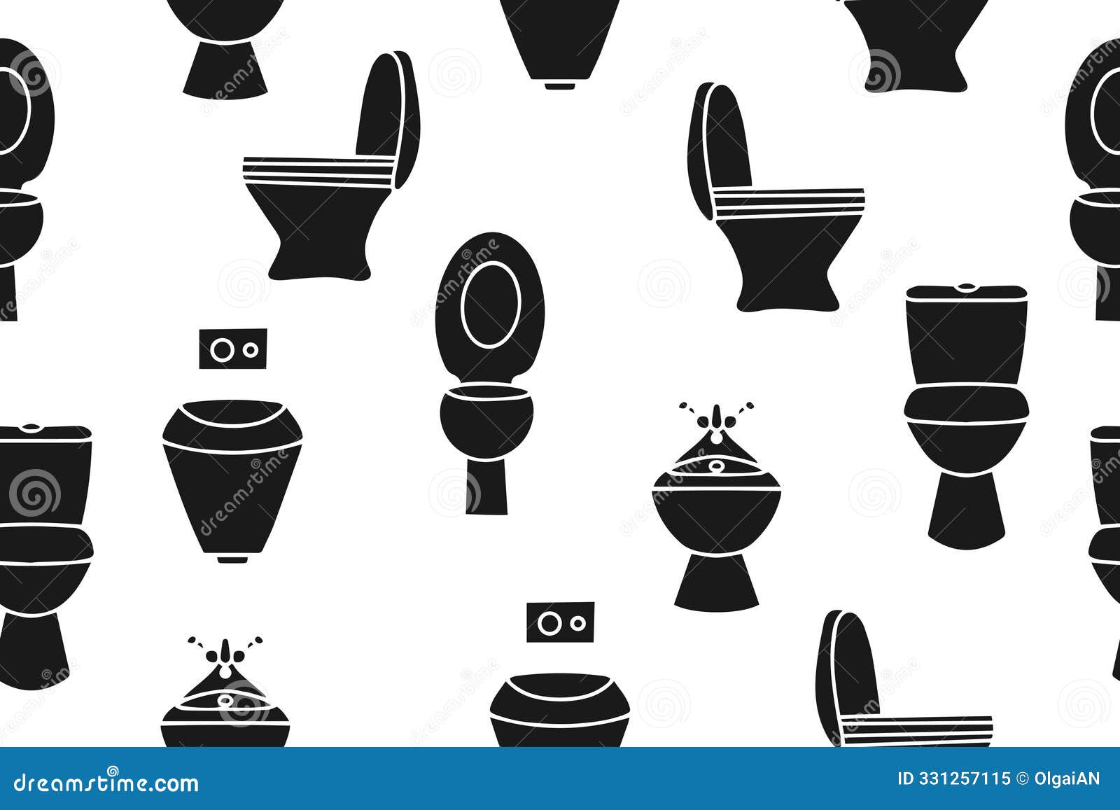 Seamless Pattern of Black Toilets. Toilet Icons Stock Vector ...