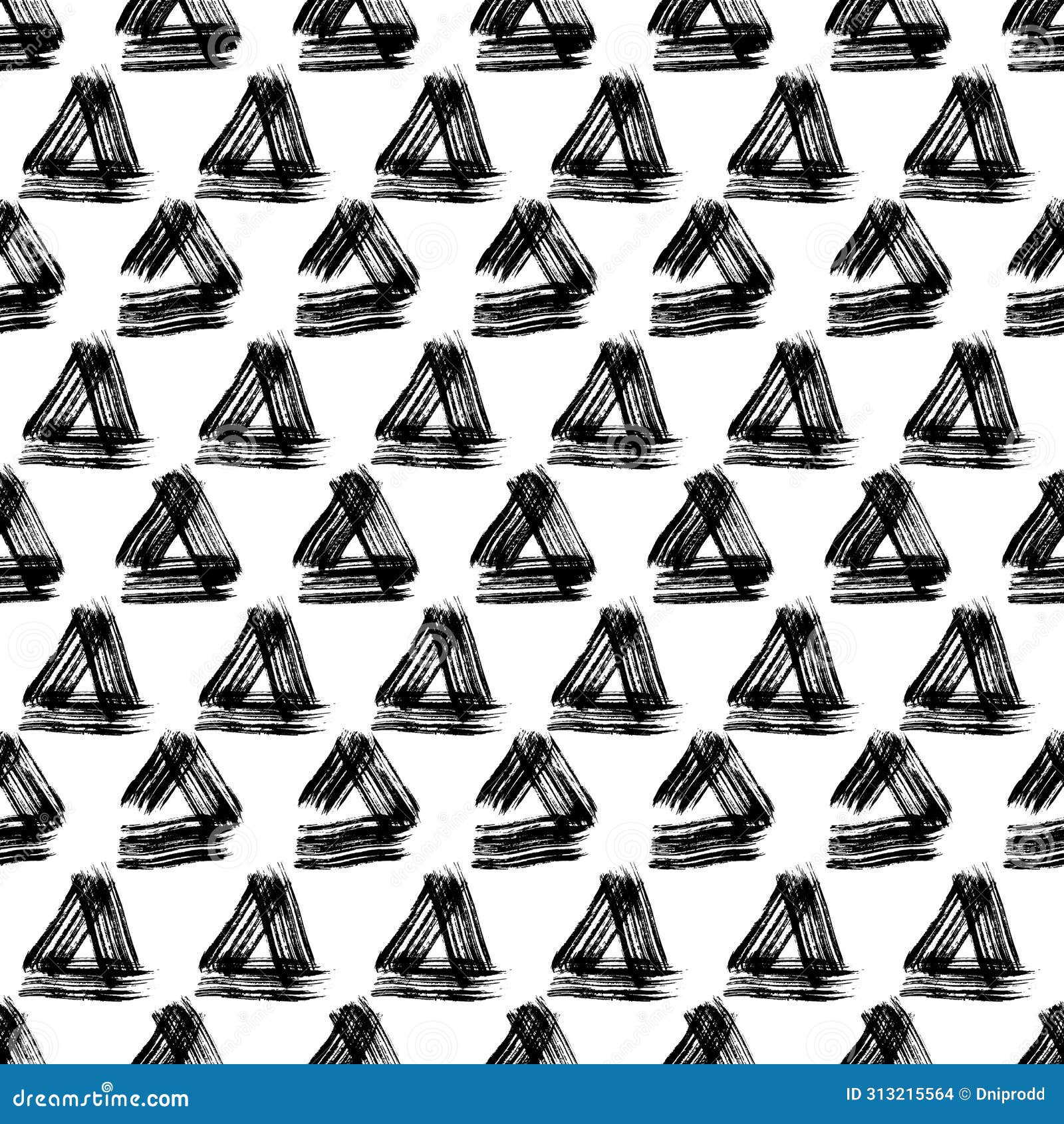 Seamless Pattern with Black Triangle Grunge Brush Strokes Stock Vector ...