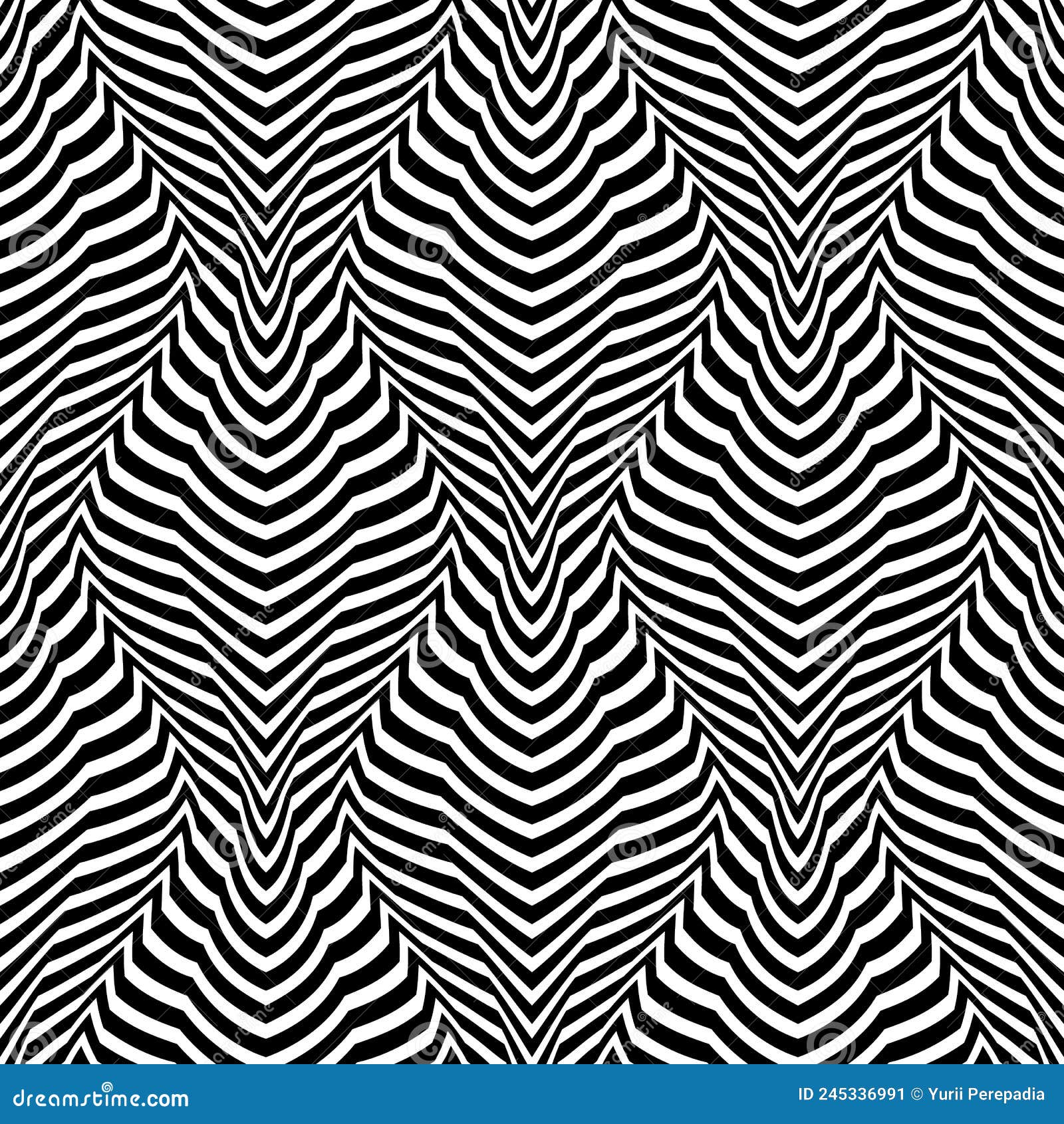 Seamless Pattern of Black Trippy Stripes. Repeatable Optical Illusion ...