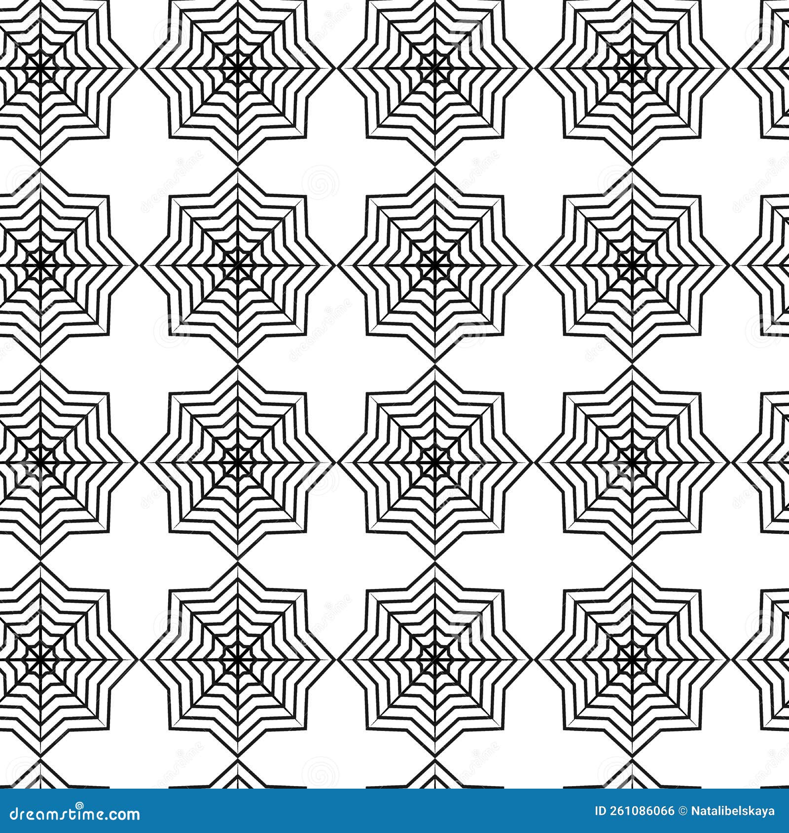 Seamless Pattern of Black and White Abstract Snowflakes. Outline ...