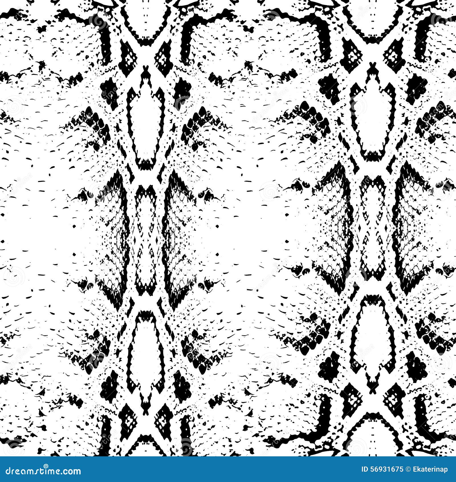 Seamless Pattern Black on White Background. Snake Skin Texture Stock ...