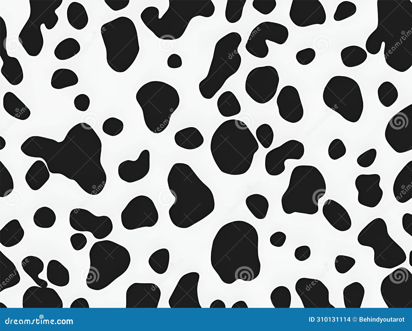 Seamless Pattern of Black and White Cow Spots Stock Illustration ...