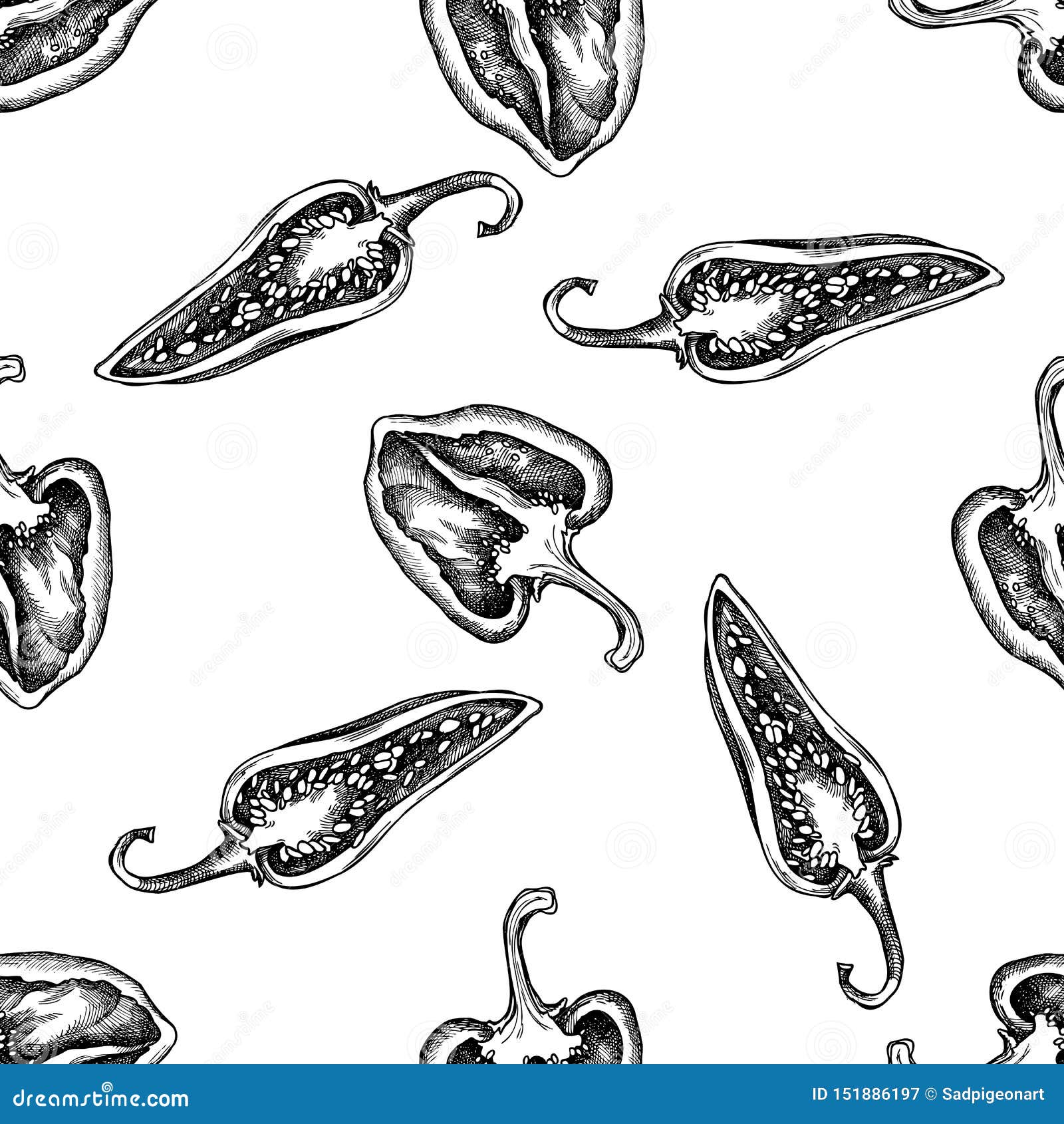 Seamless Pattern with Black and White Pepper Stock Vector ...