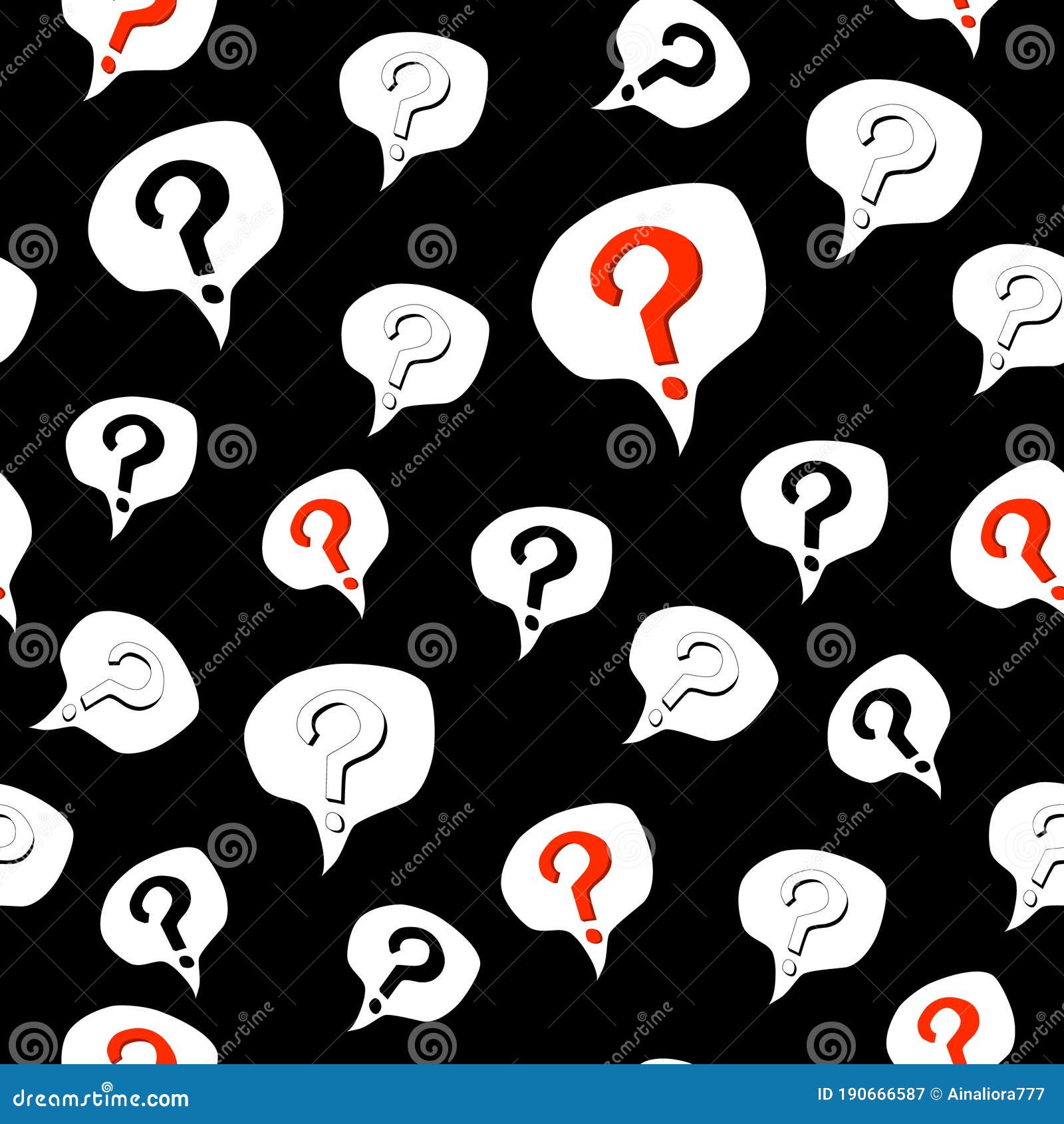 Seamless Pattern of Black White and Red Question Marks in Speech ...