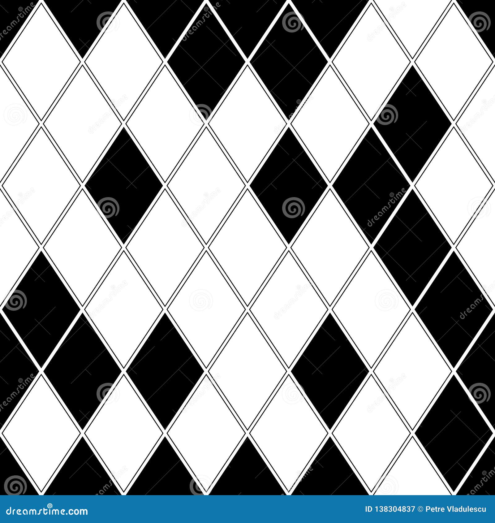 Seamless Pattern with Black and White Rhombus Stock Vector ...