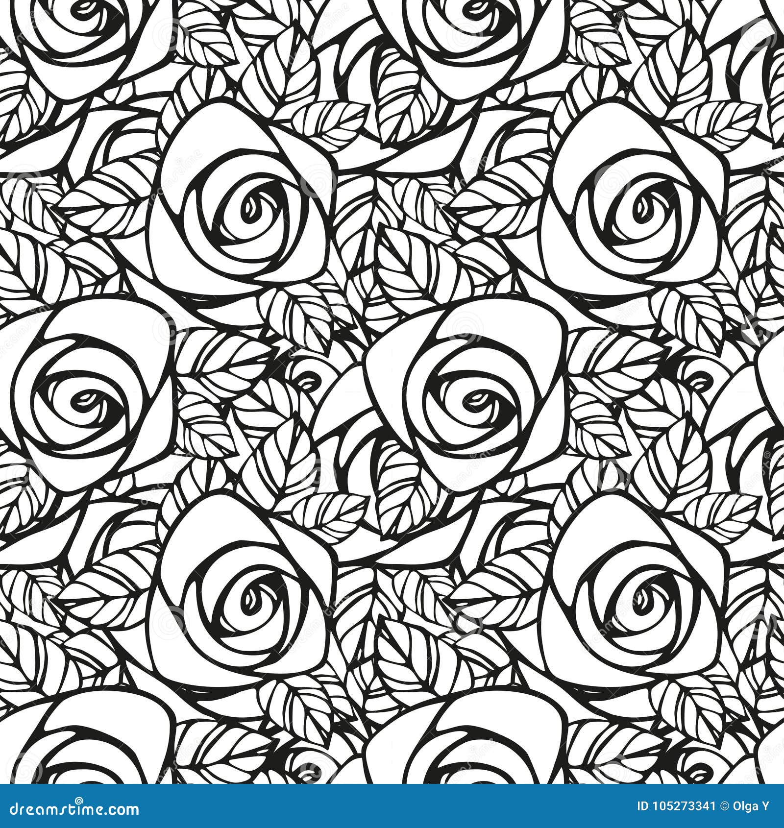 Seamless Pattern with Black and White Rose Silhouette. Floral Wallpaper ...