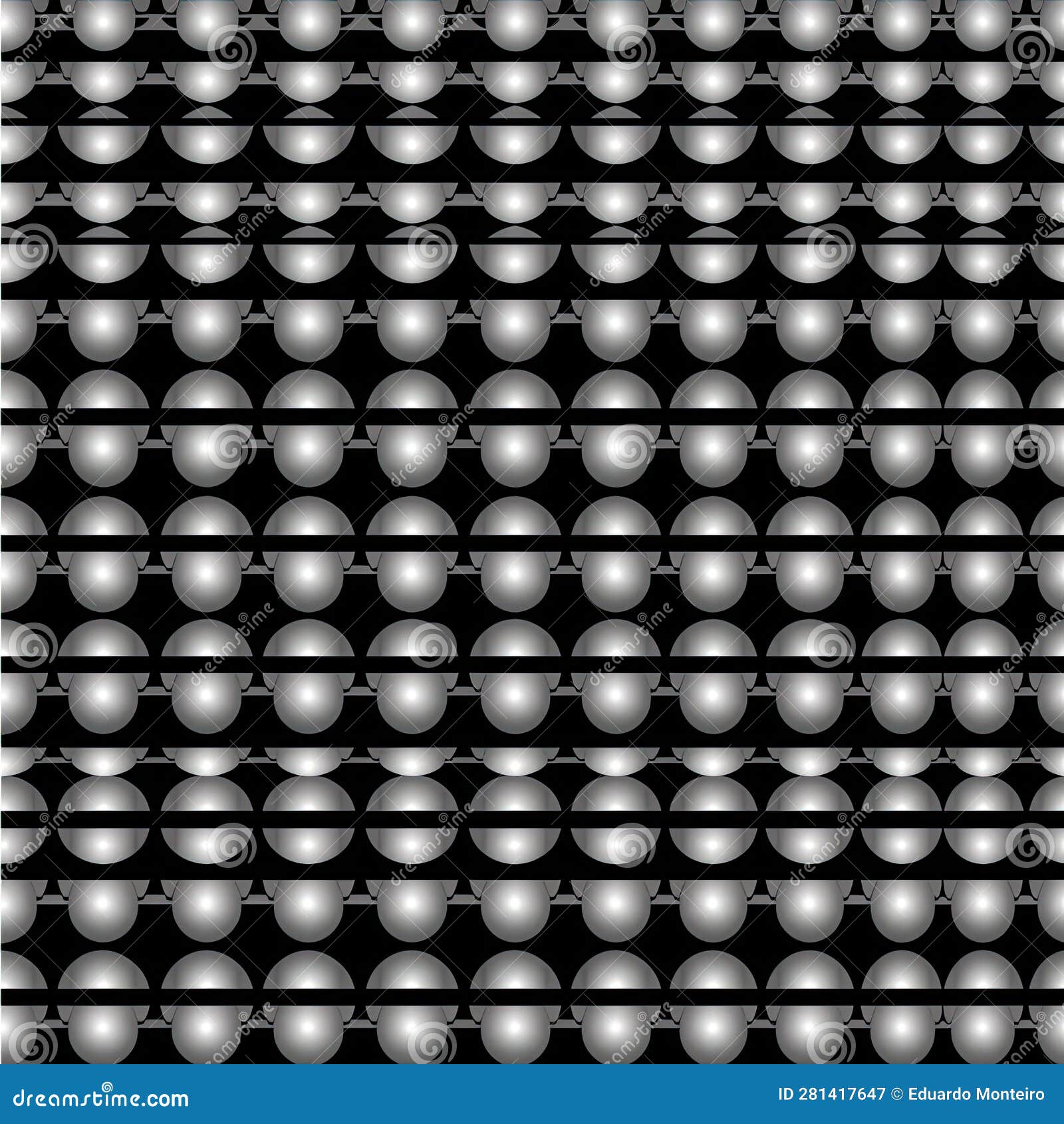 Seamless Pattern of Black and White Spheres on a Black Background Stock ...