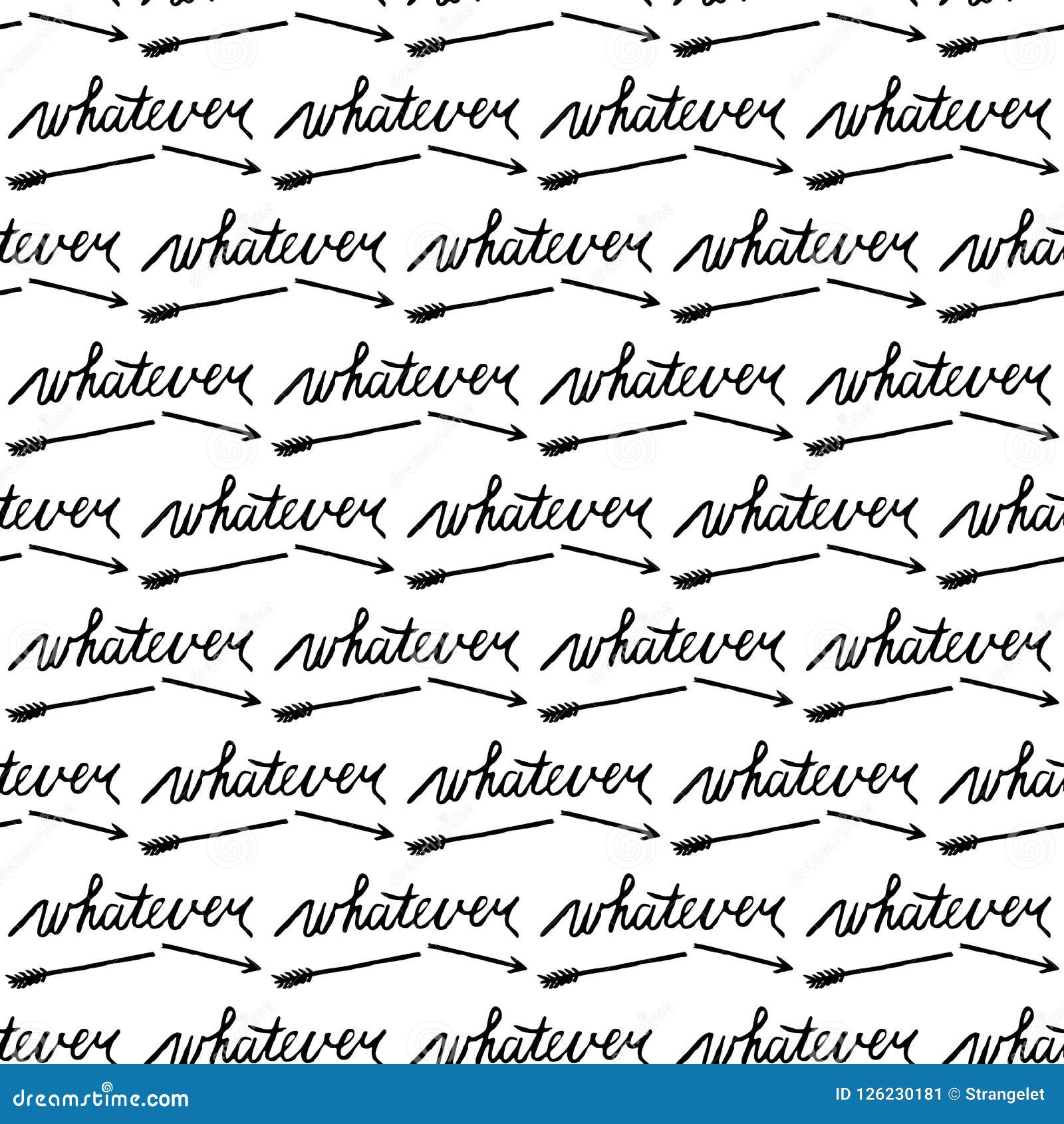 Whatever Word Calligraphy. Hand Drawn Motivation Lettering Phrase ...