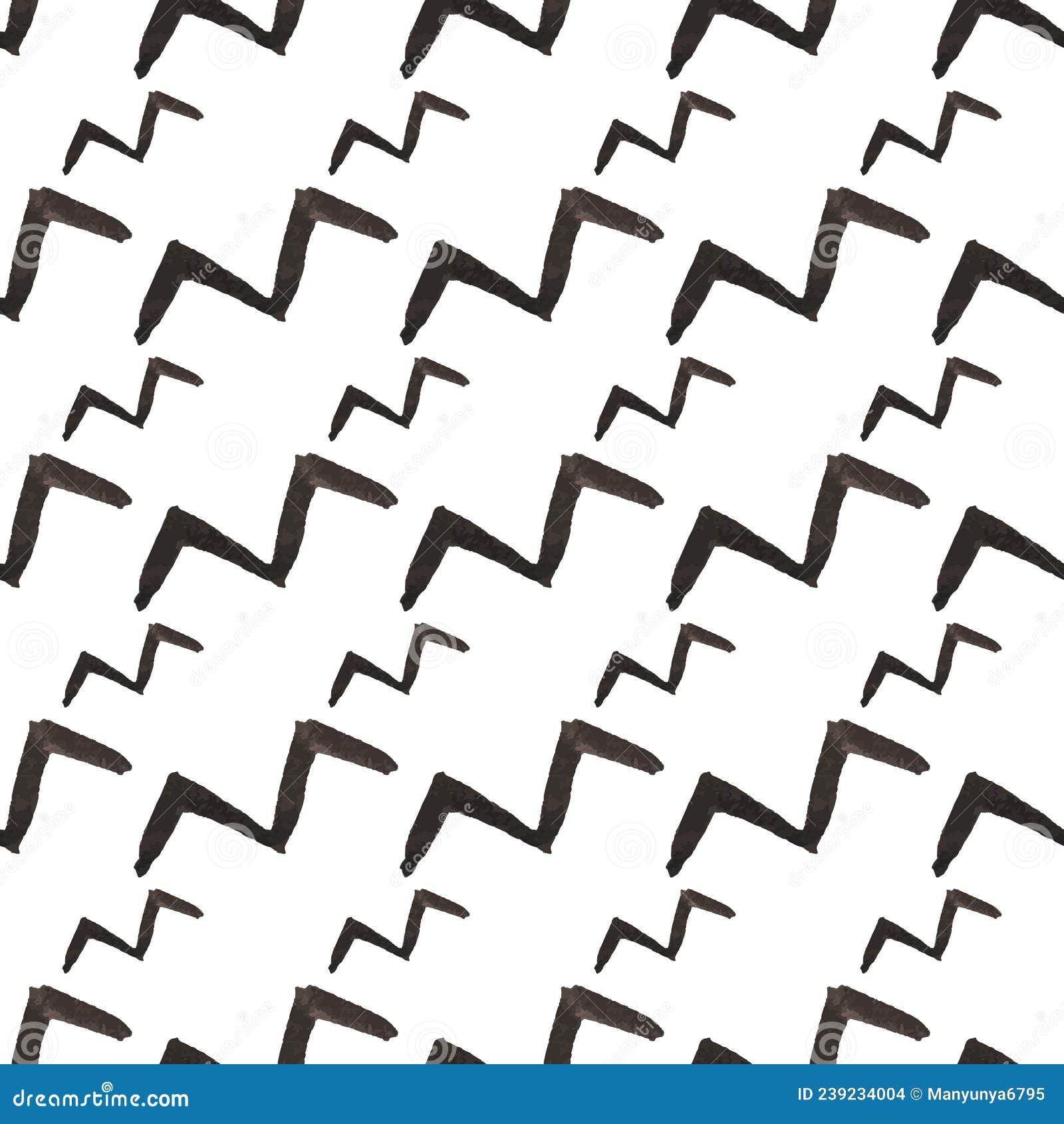 Seamless Pattern with Black Zigzag Lines on White, Symbol of Flying ...