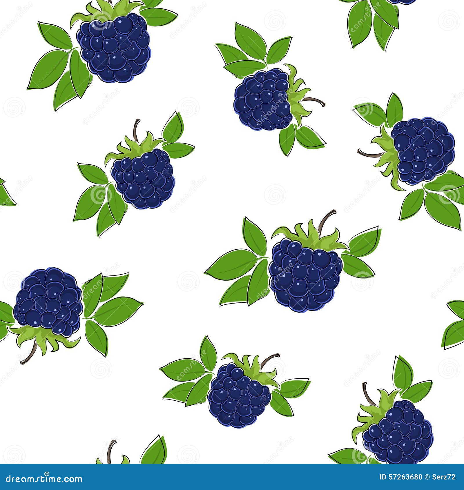 Seamless Pattern of Blackberry Stock Vector - Illustration of colorful ...