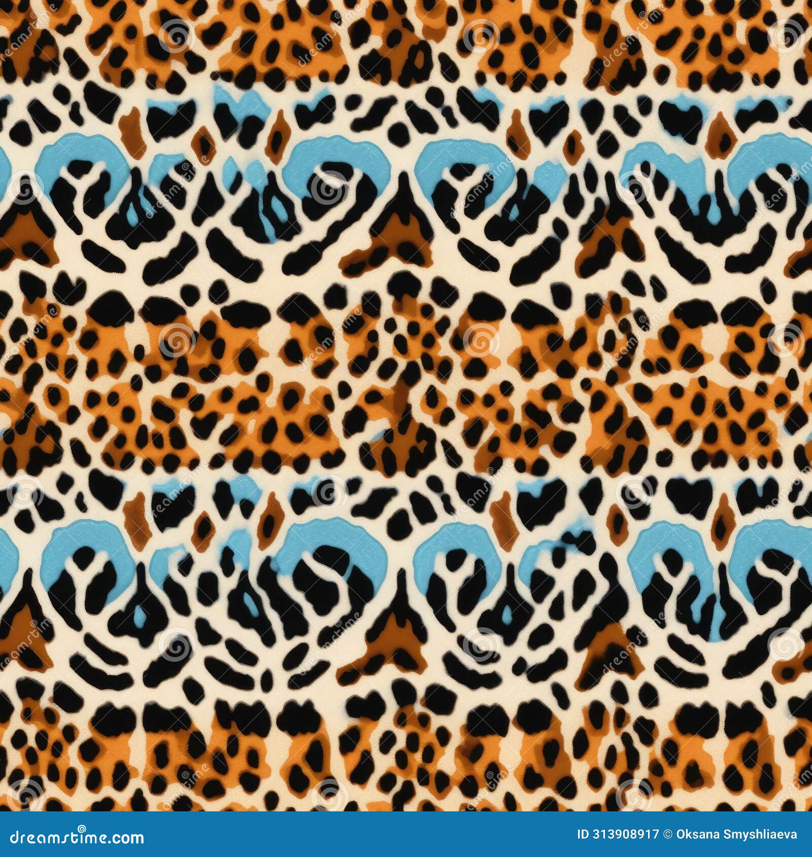 This Seamless Pattern Blends Vintage Leopard Spots with Stylized Hearts ...