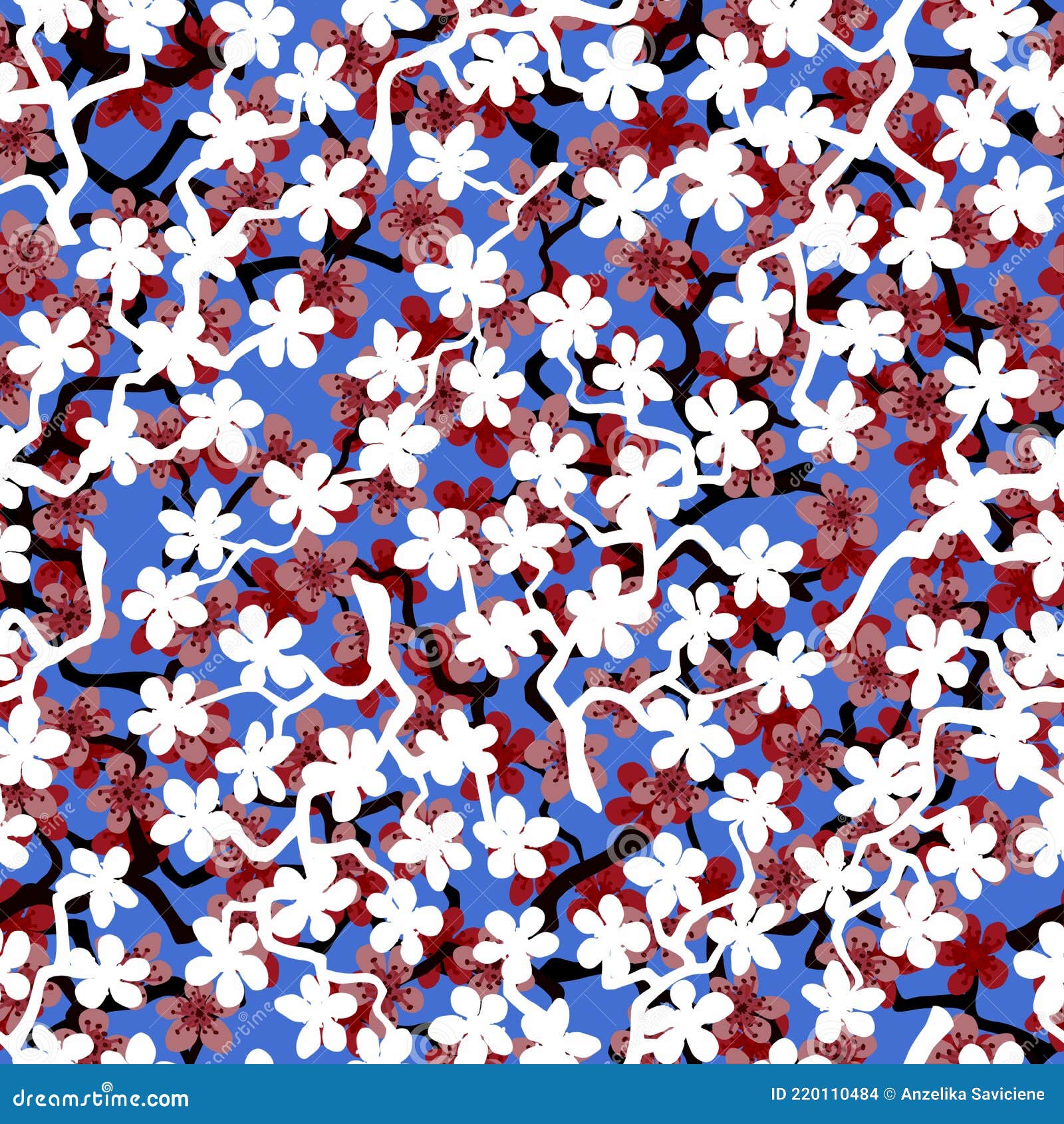 Seamless Pattern with Blossoming Japanese Cherry Sakura Branches for ...