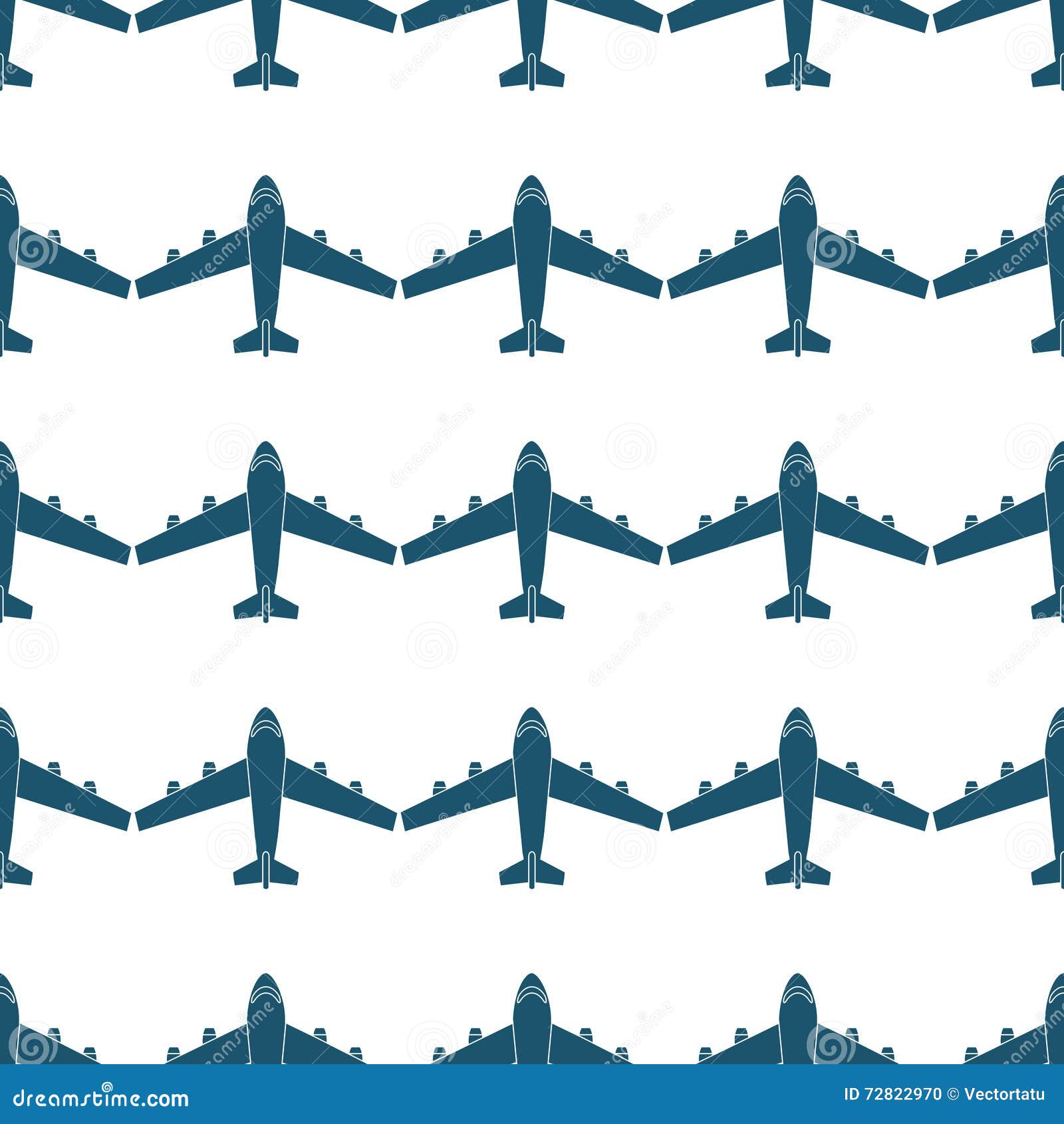 Seamless Pattern with Blue Airplanes Stock Vector - Illustration of ...