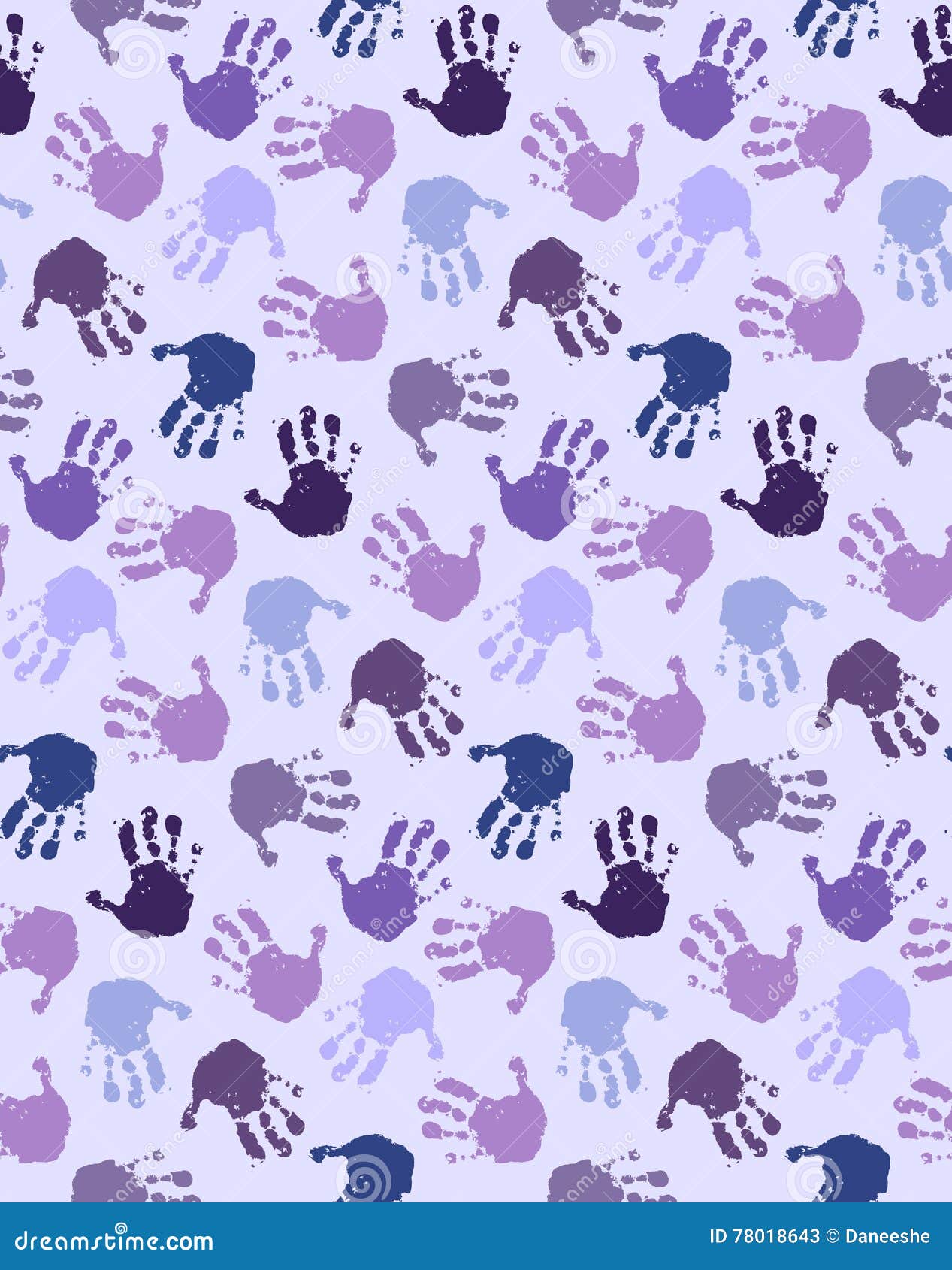 Seamless Pattern with Blue Baby Hands Stock Vector - Illustration of ...