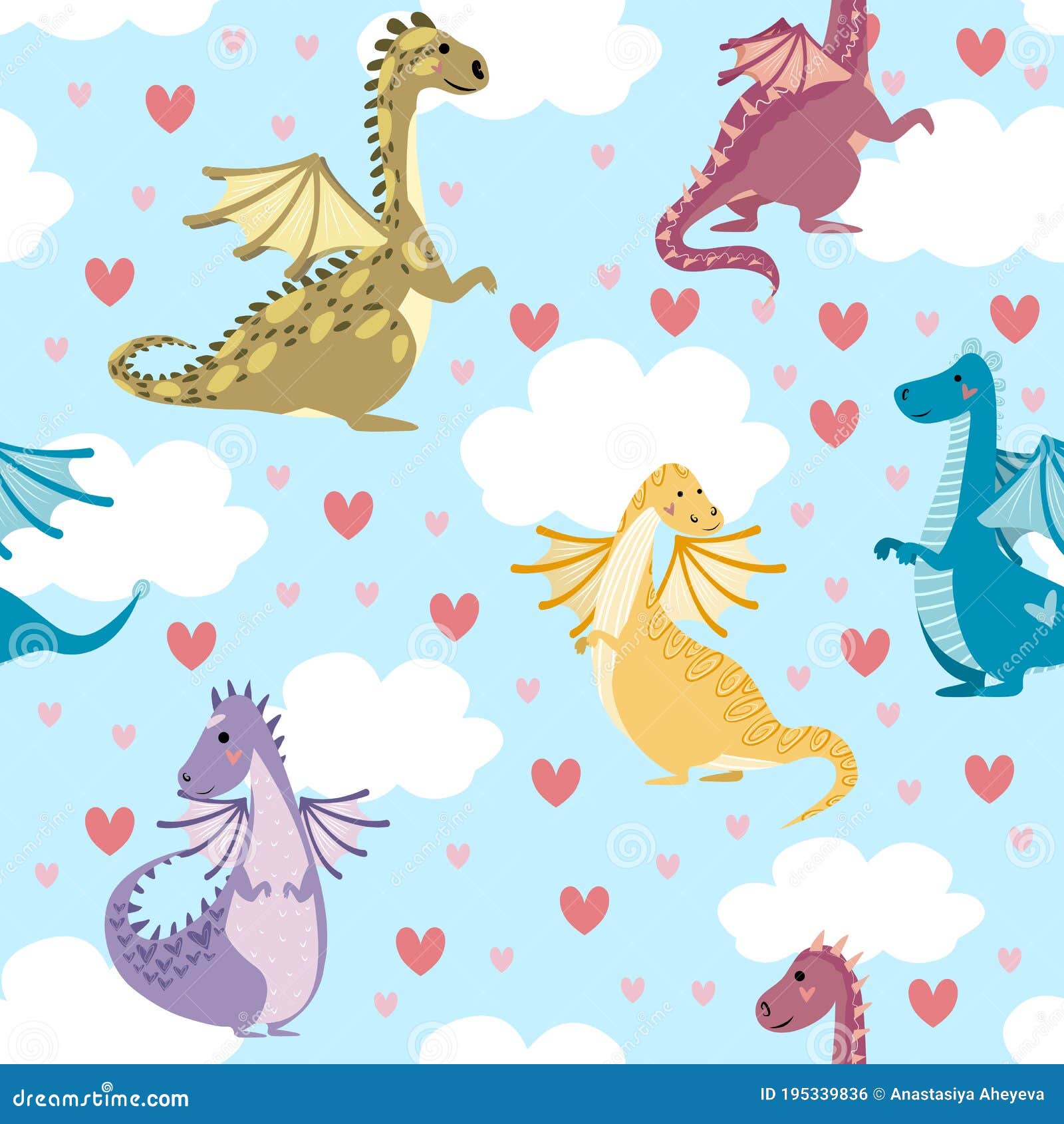 Cartoon Dragons Set. Flying Fantasy Reptiles, Winged Magic Fire ...