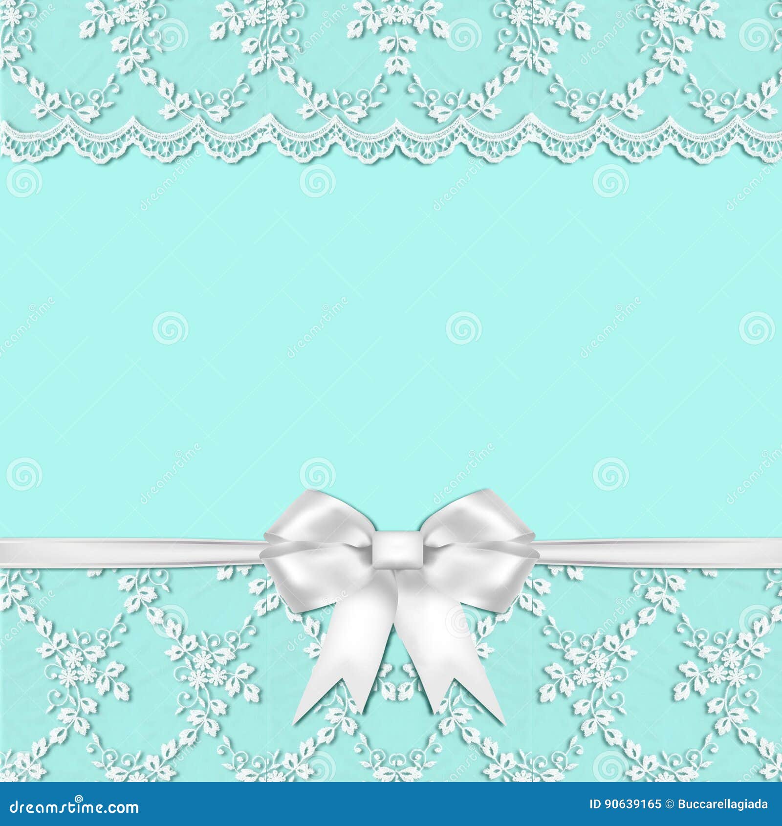 SEAMLESS PATTERN BLUE BACKGROUND DECORATED WITH WHITE LACE AND RIBBONS ...