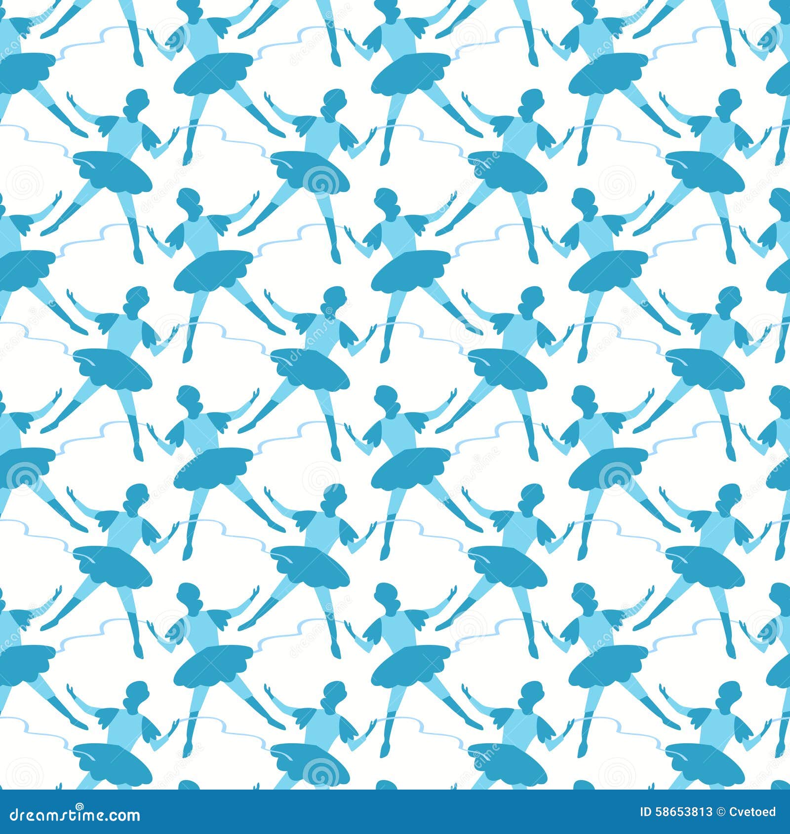 Seamless Pattern of Blue Ballet Dancers Stock Vector - Illustration of ...