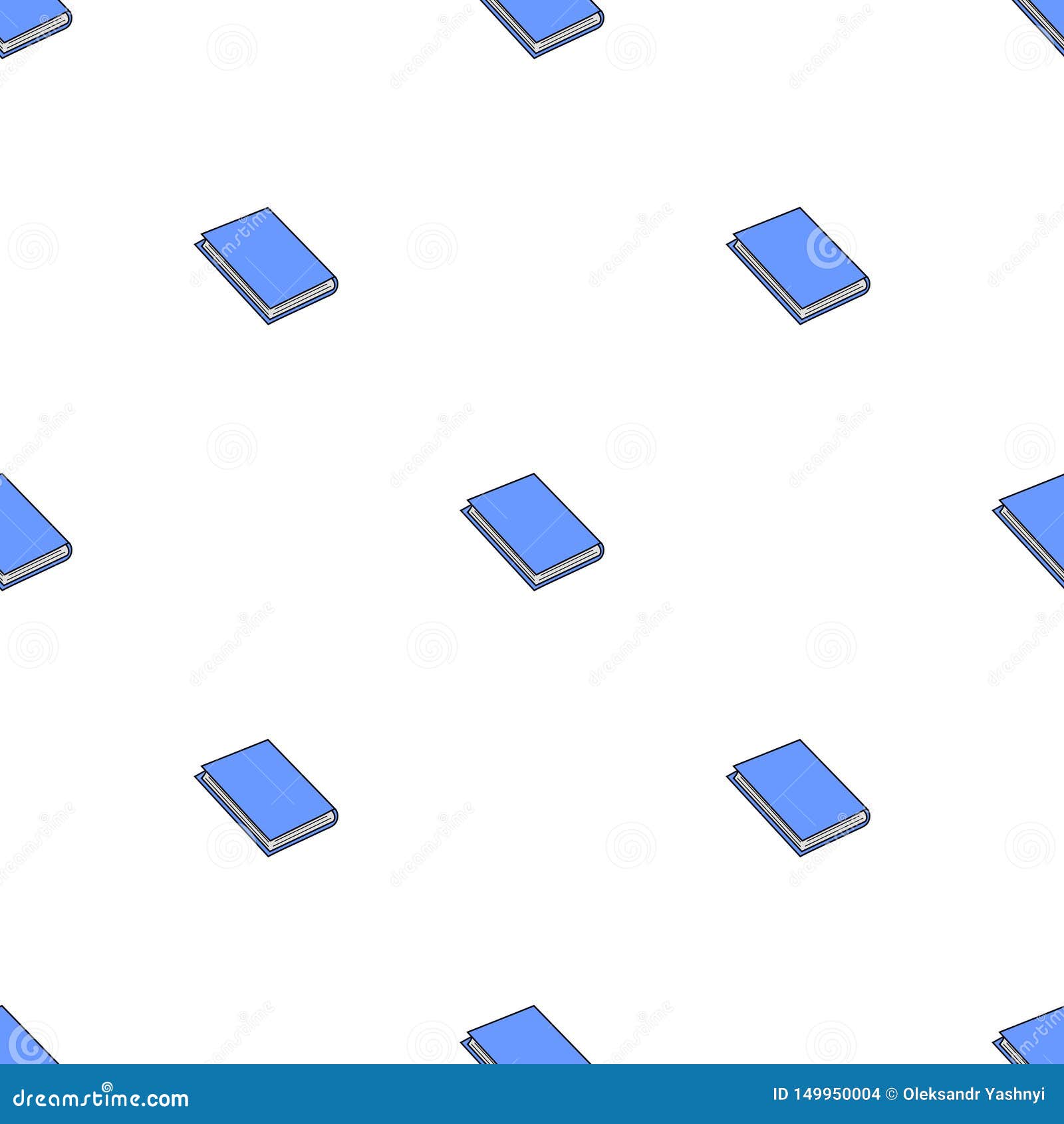 Seamless Pattern with Blue Books on White Background. Vector ...