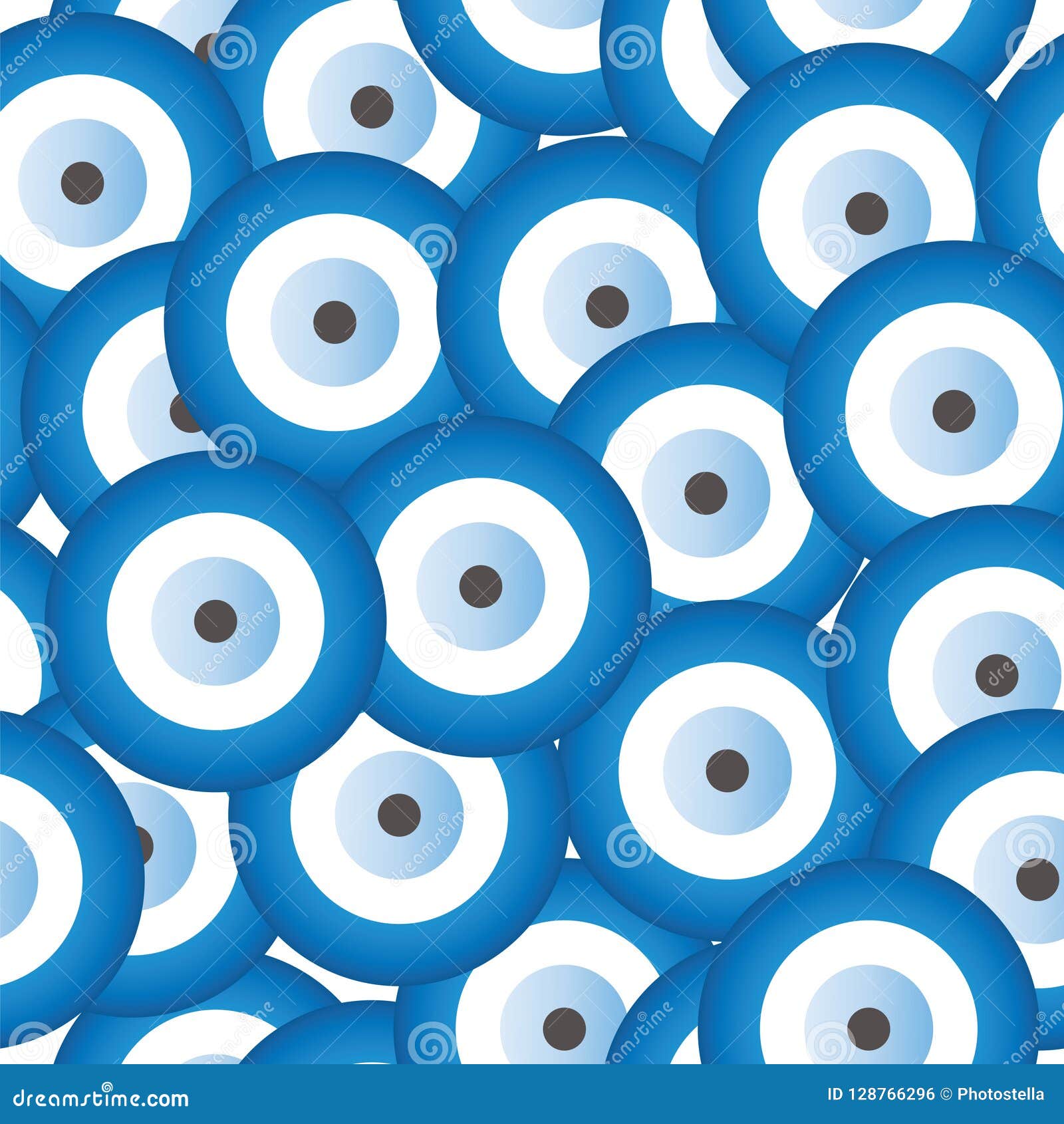 Seamless Pattern with Blue Evil Eye Vector Stock Vector - Illustration ...