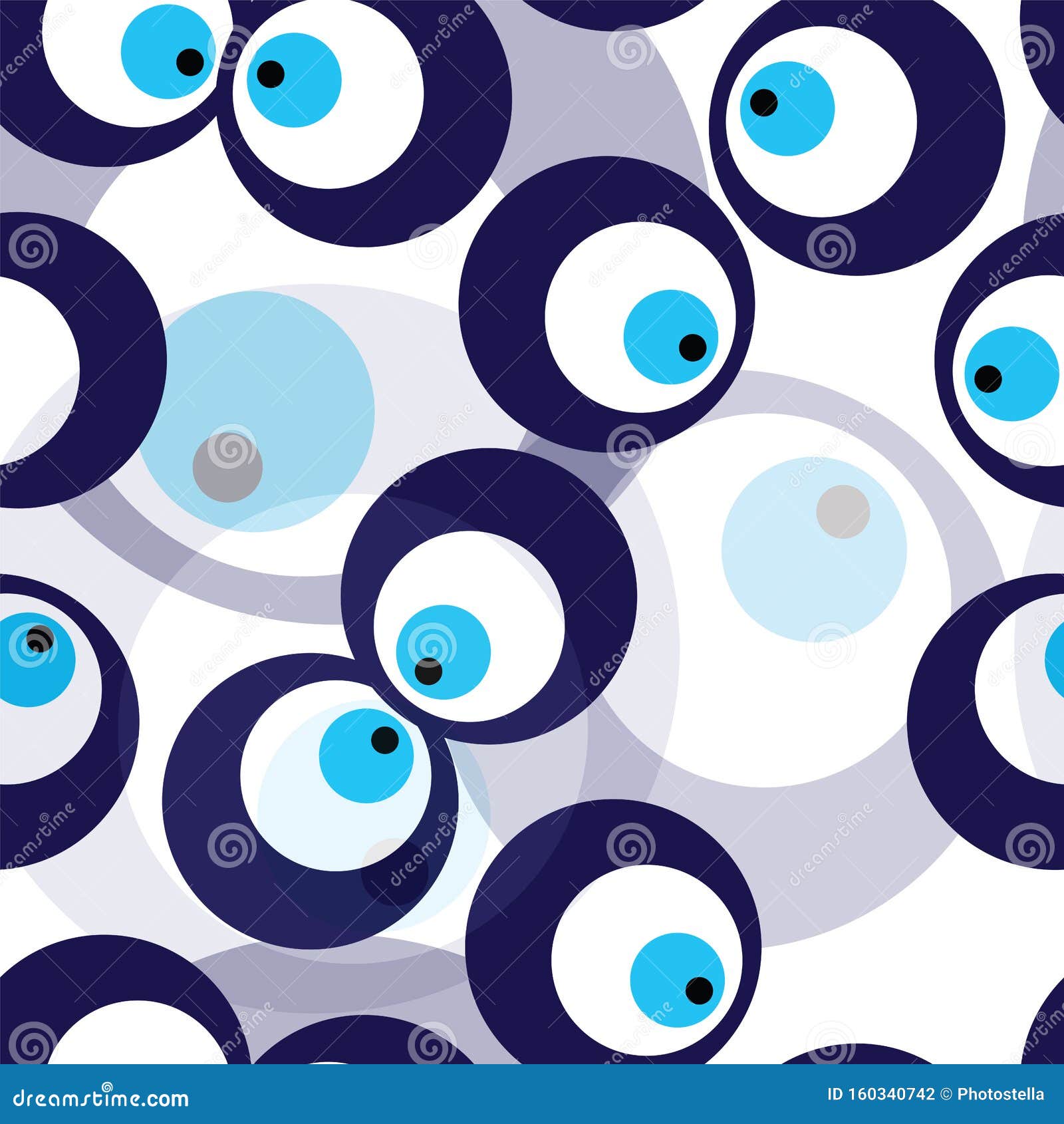 Seamless Pattern with Blue Evil Eye Vector Stock Vector - Illustration ...