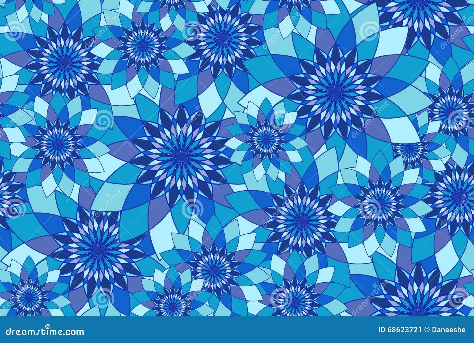 Seamless Pattern with Blue Floral Guilloche Stock Vector - Illustration ...